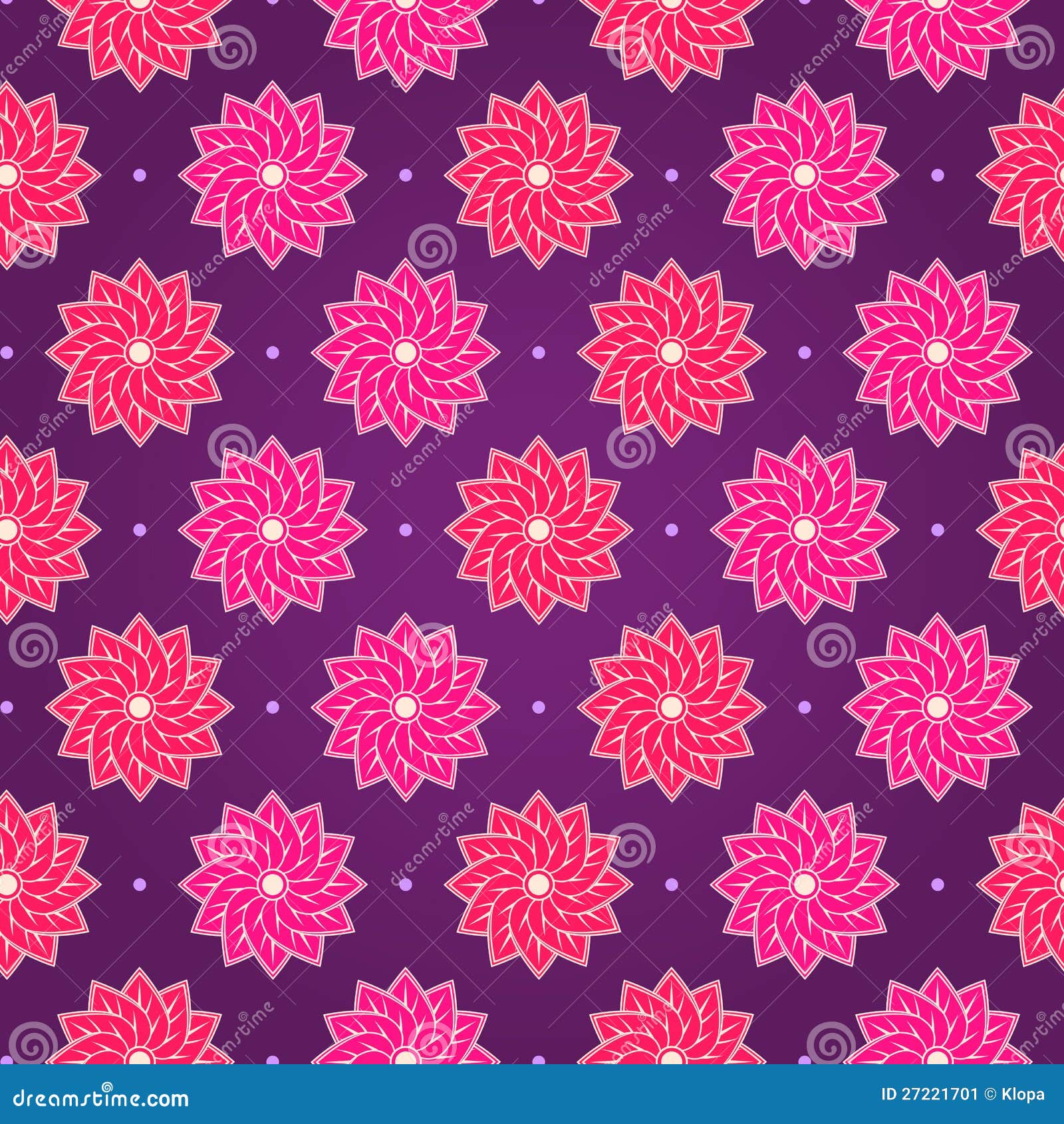 Pink Round Flower on Dark Violet Seamless Pattern Stock Vector ...