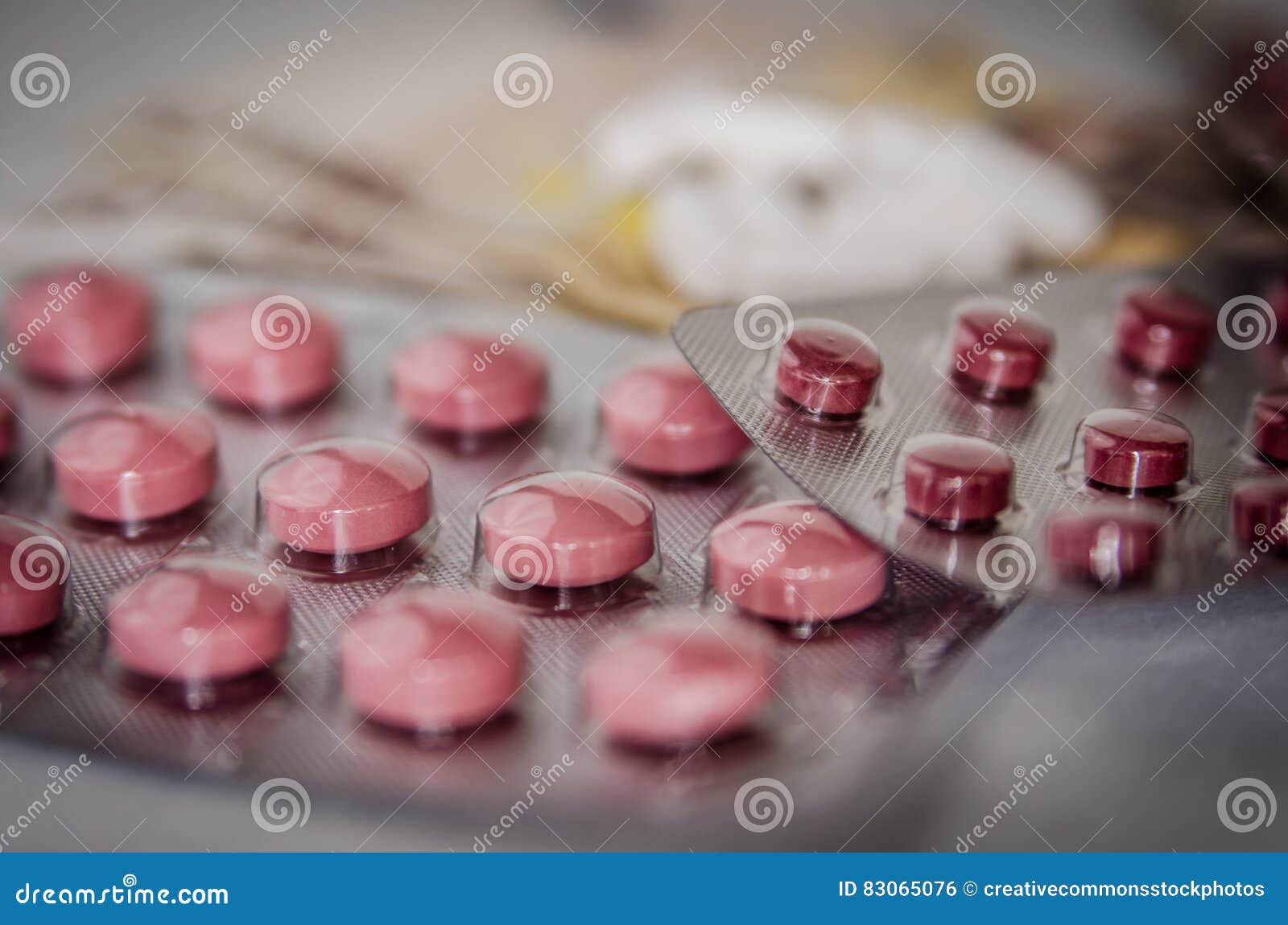 Pink Round Medication Pills Picture. Image: 83065076