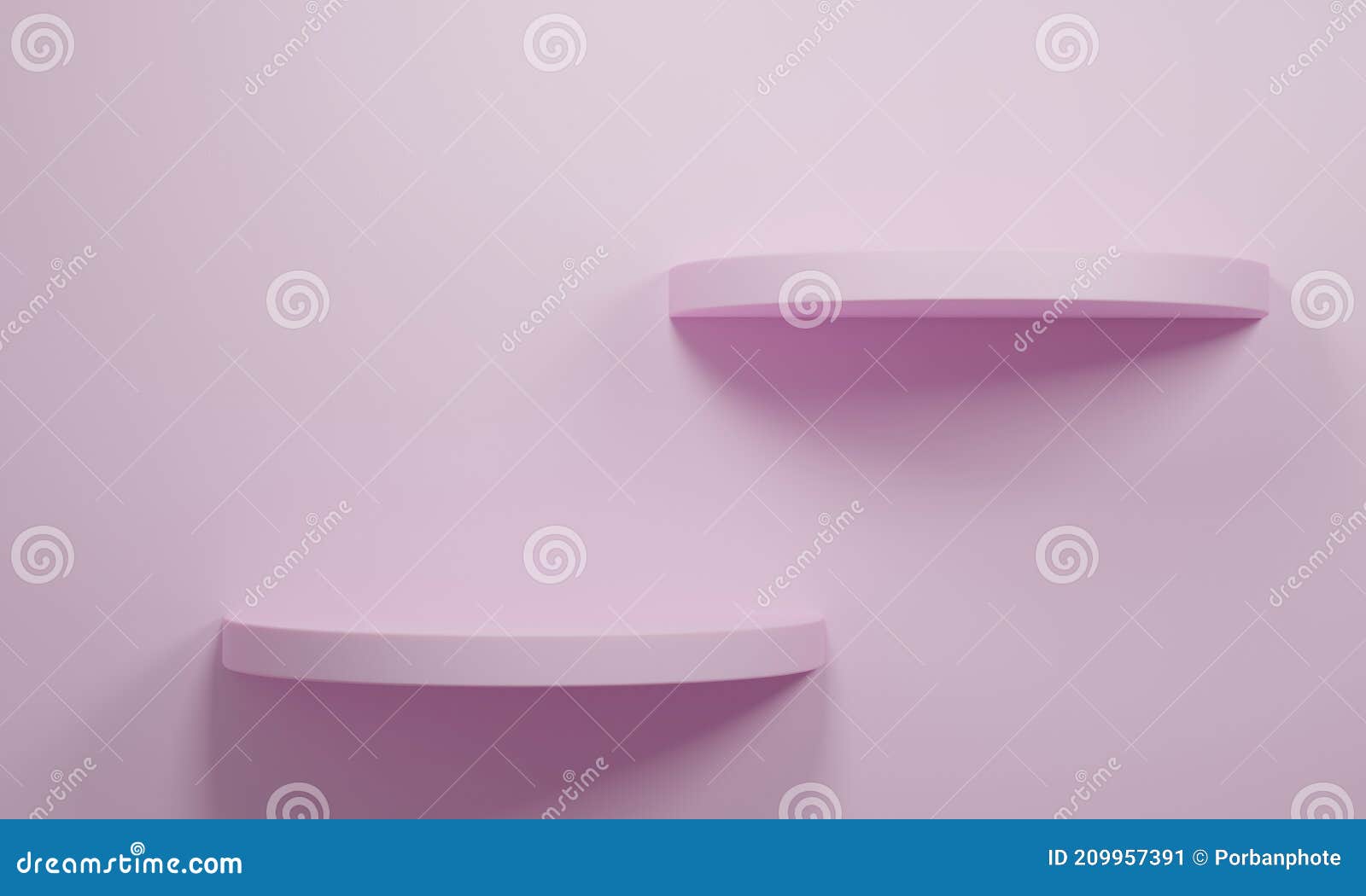 Pink Round Shelf. Empty Shelves, 3d Rendering Stock Illustration ...