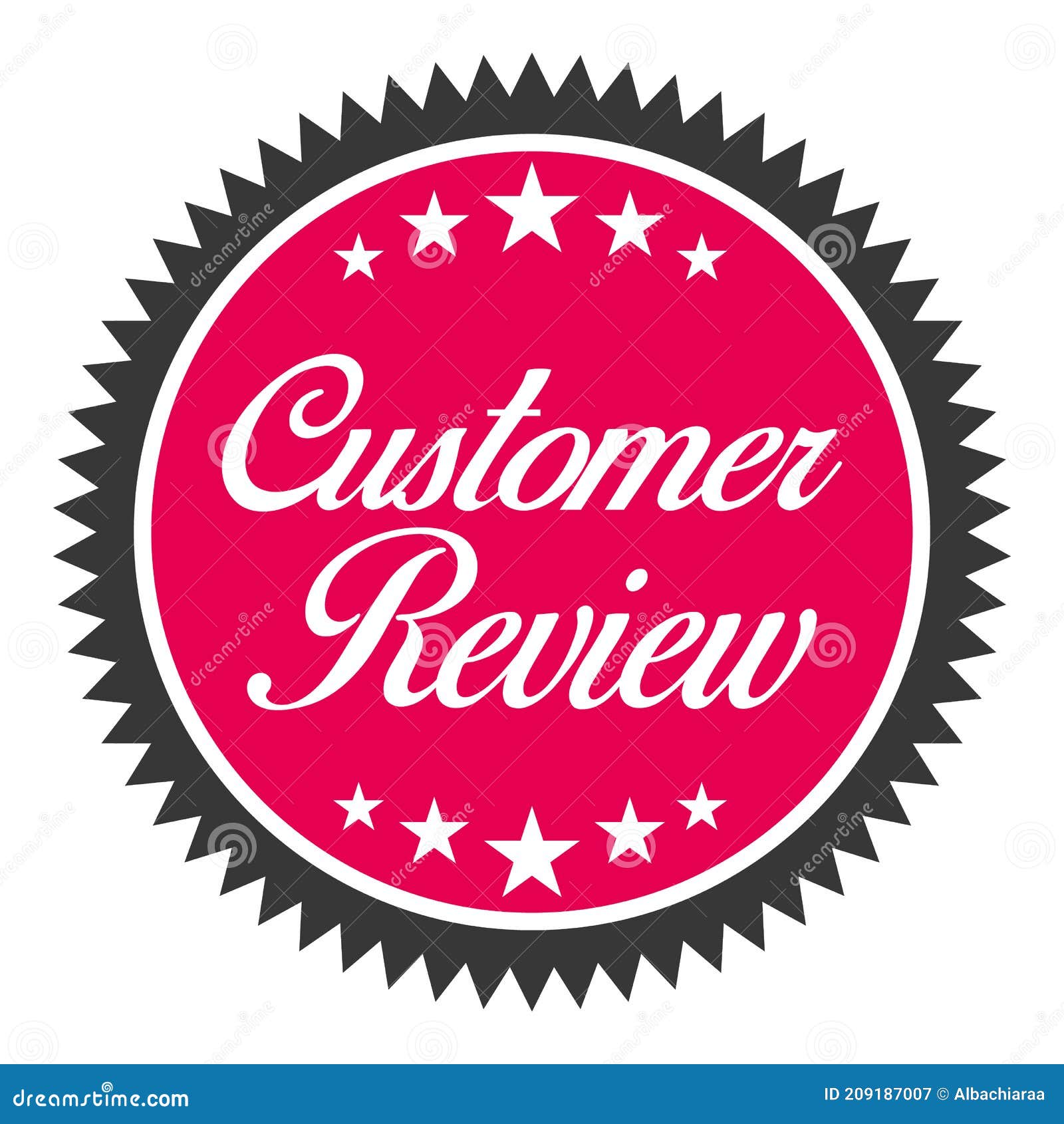Pink Round Sticker Customer Review. Vector Icon Illustration. Flat ...