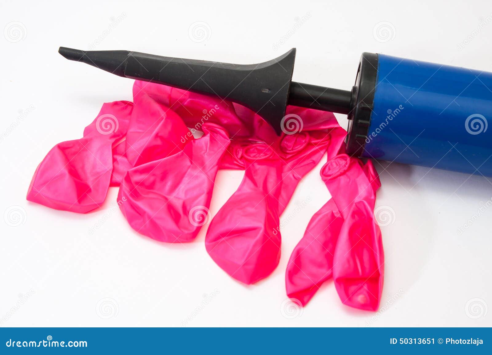 Pink Rubber Balloons and Inflatable Pump Stock Image - Image of ...