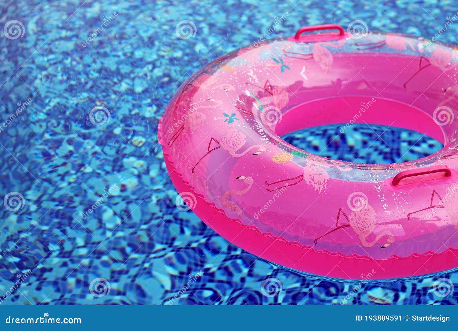 Pink Rubber Ring in the Pool Close-up. Stock Image - Image of pink ...