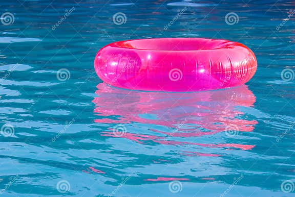 Pink Rubber Ring in the Swimming Pool Stock Image - Image of circle ...