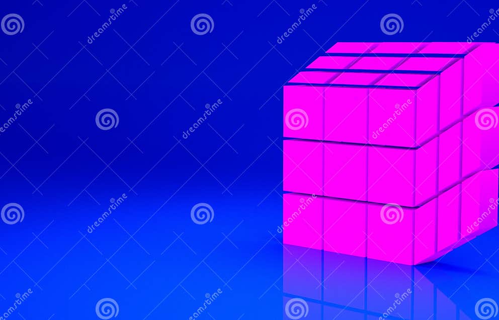 Pink Rubik Cube Icon Isolated on Blue Background. Mechanical Puzzle Toy ... Pink Rubik Cube Icon Isolated on Blue Background. Mechanical Puzzle Toy ...