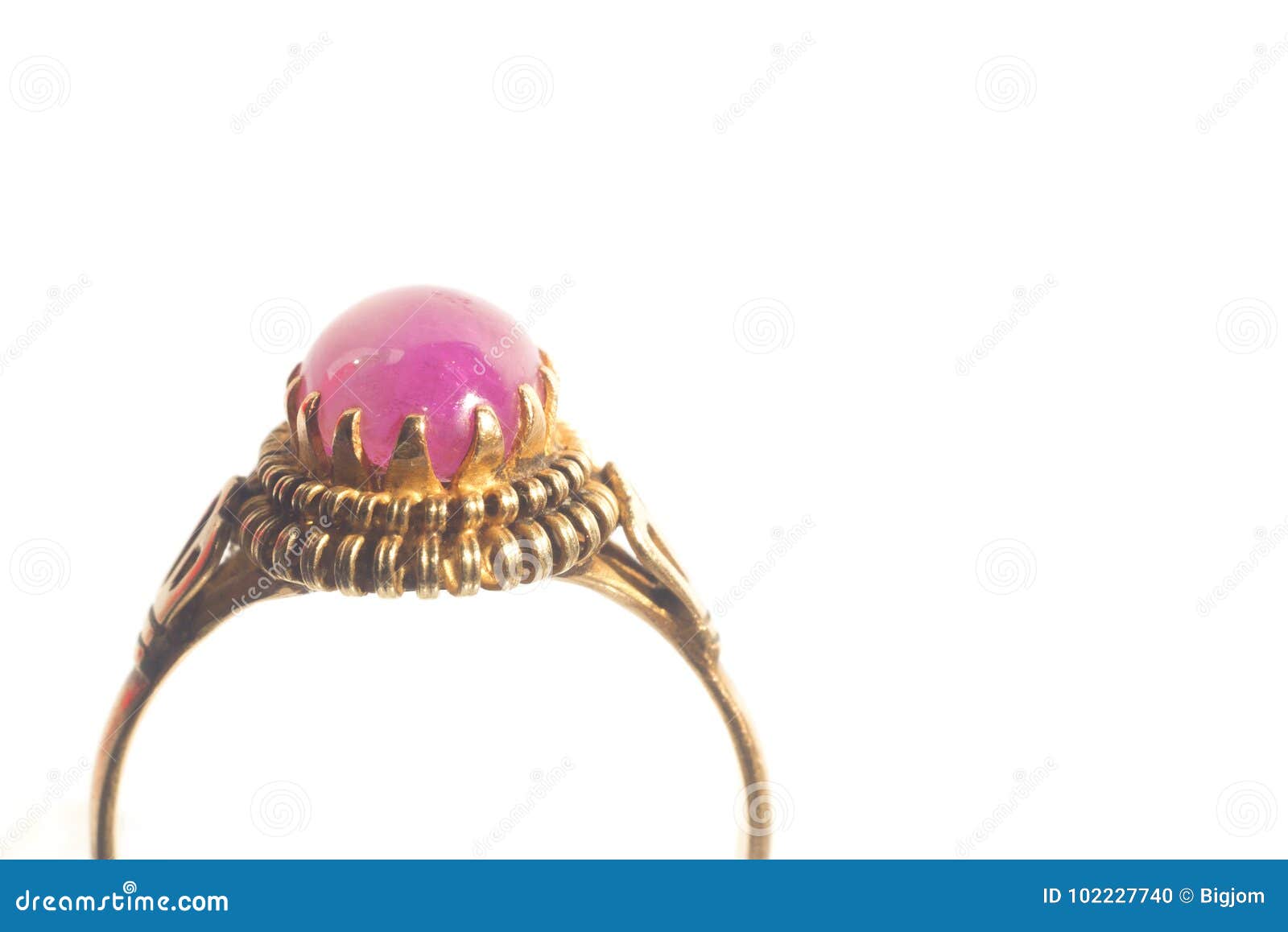 Pink ruby on gold ring stock photo. Image of isolated - 102227740