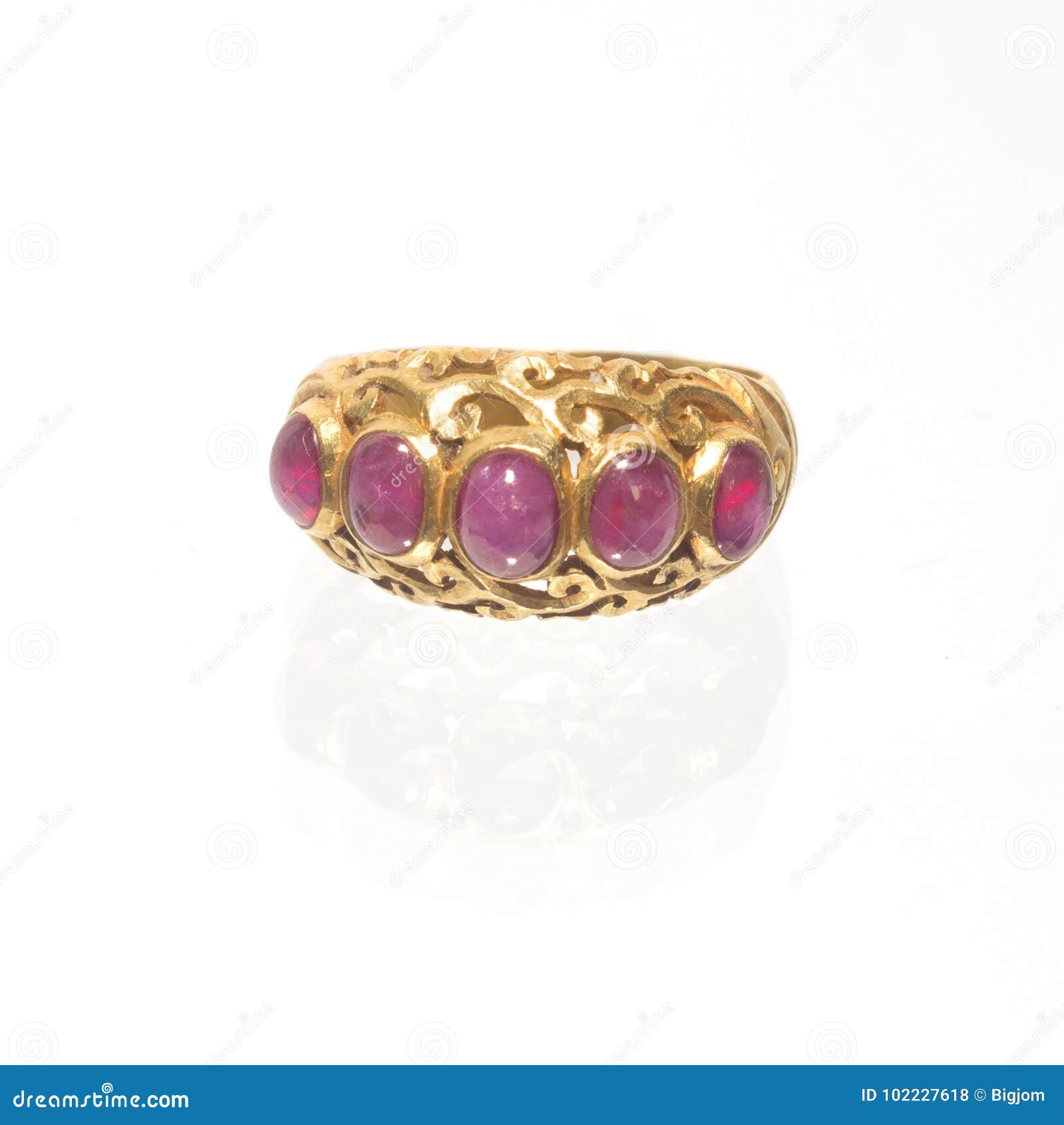 Pink Ruby on Gold Ring , Traditional Production Stock Photo - Image of ...
