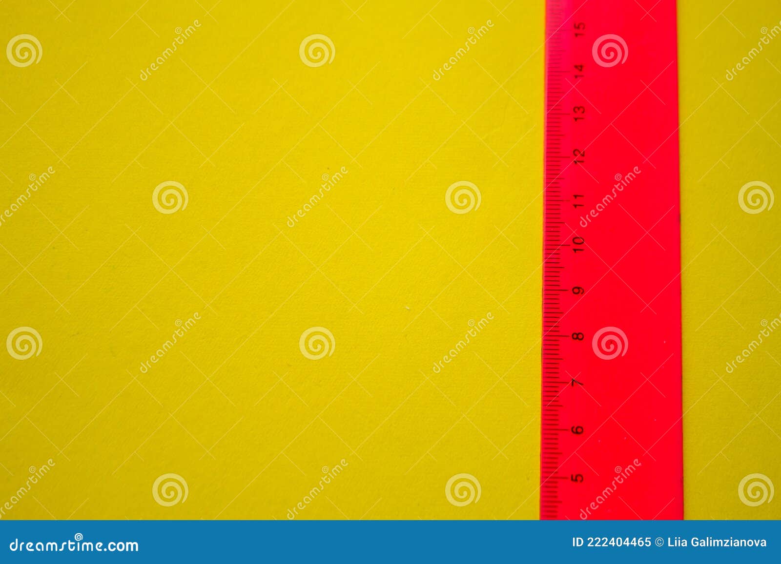 Pink Ruler on Yellow Background Stock Image - Image of education ...