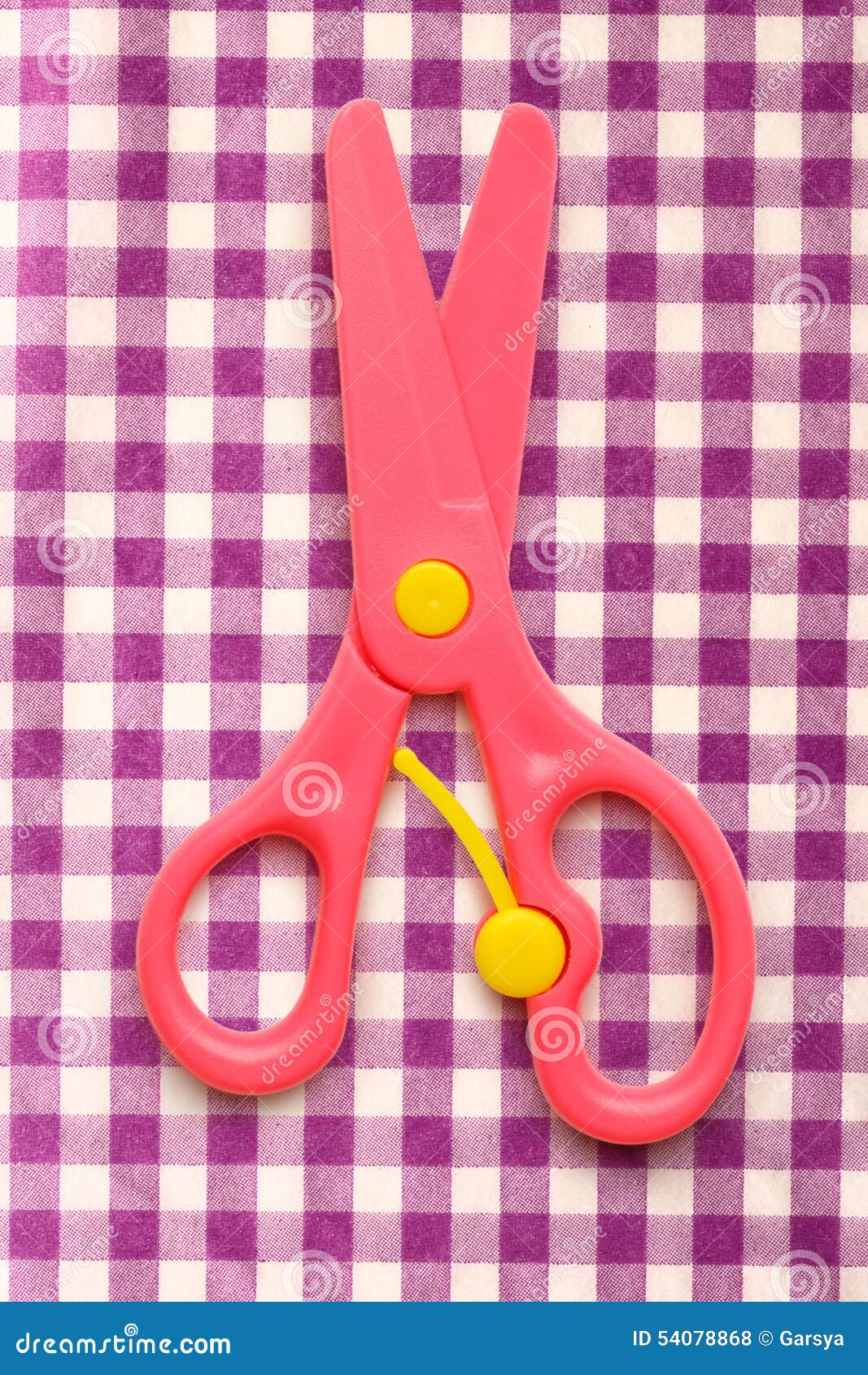 Pink Safe Children Scissors Stock Photo - Image of pattern, checked ...