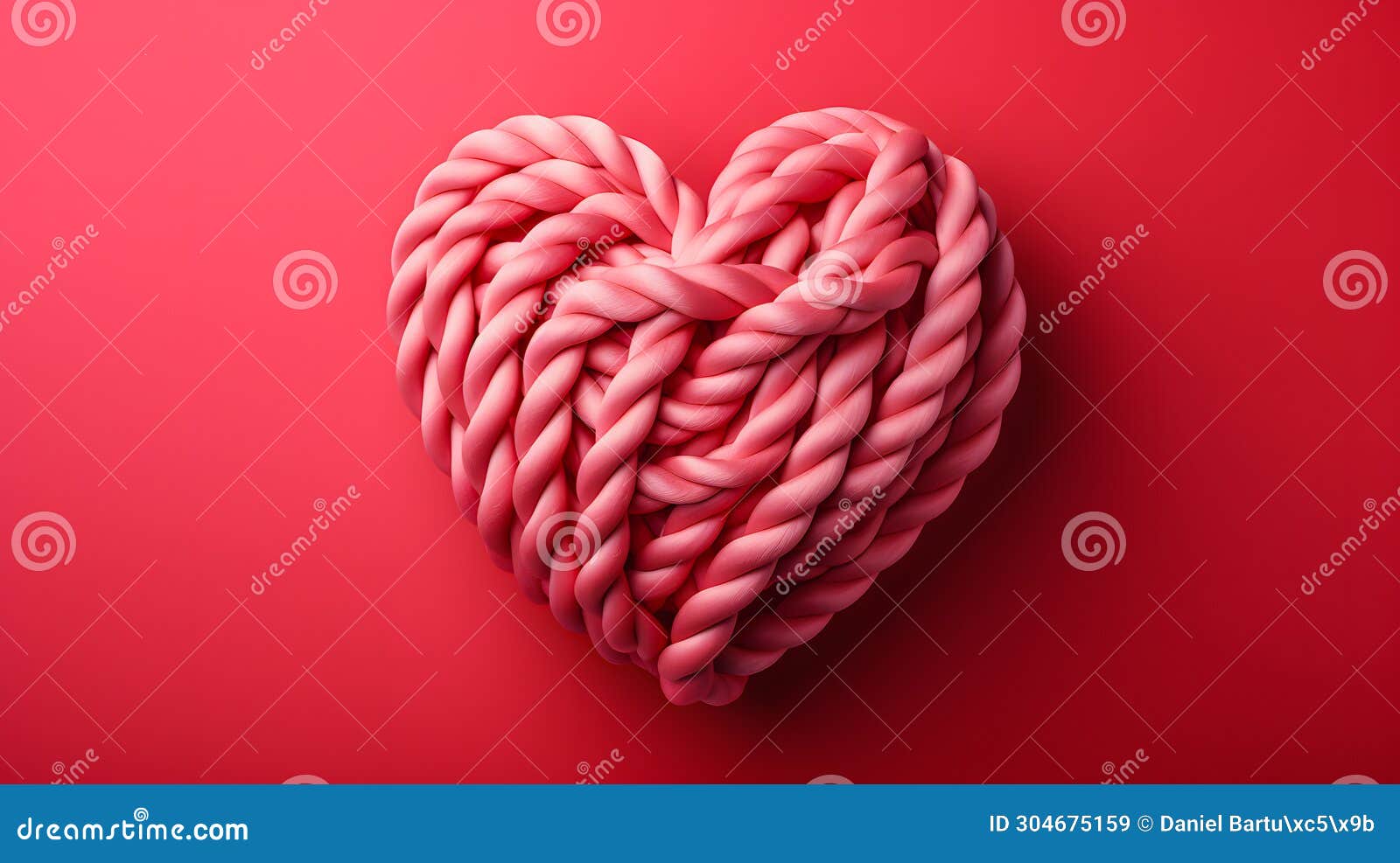 Pink Sailor Rope Rolled into a Heart Shape on a Solid Pastel Background ...