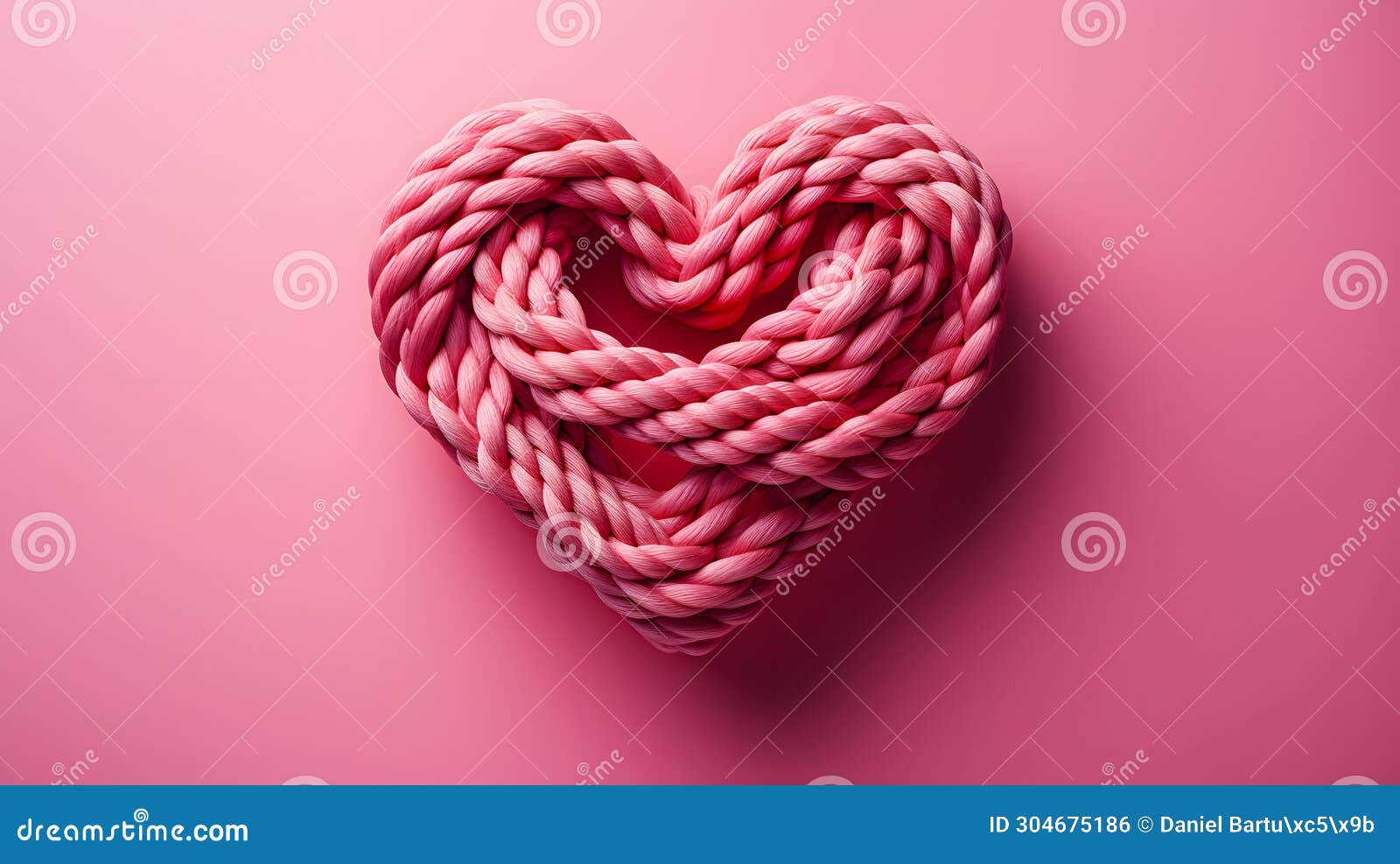 Pink Sailor Rope Rolled into a Heart Shape on a Solid Pastel Background ...