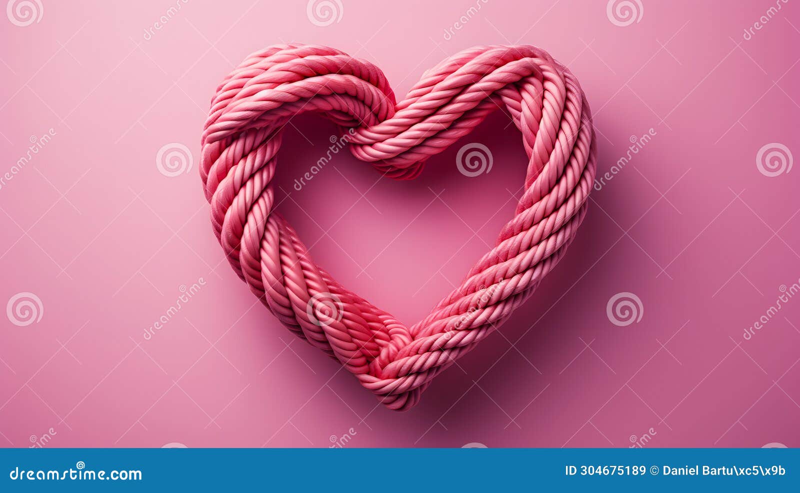 Pink Sailor Rope Rolled into a Heart Shape on a Solid Pastel Background ...