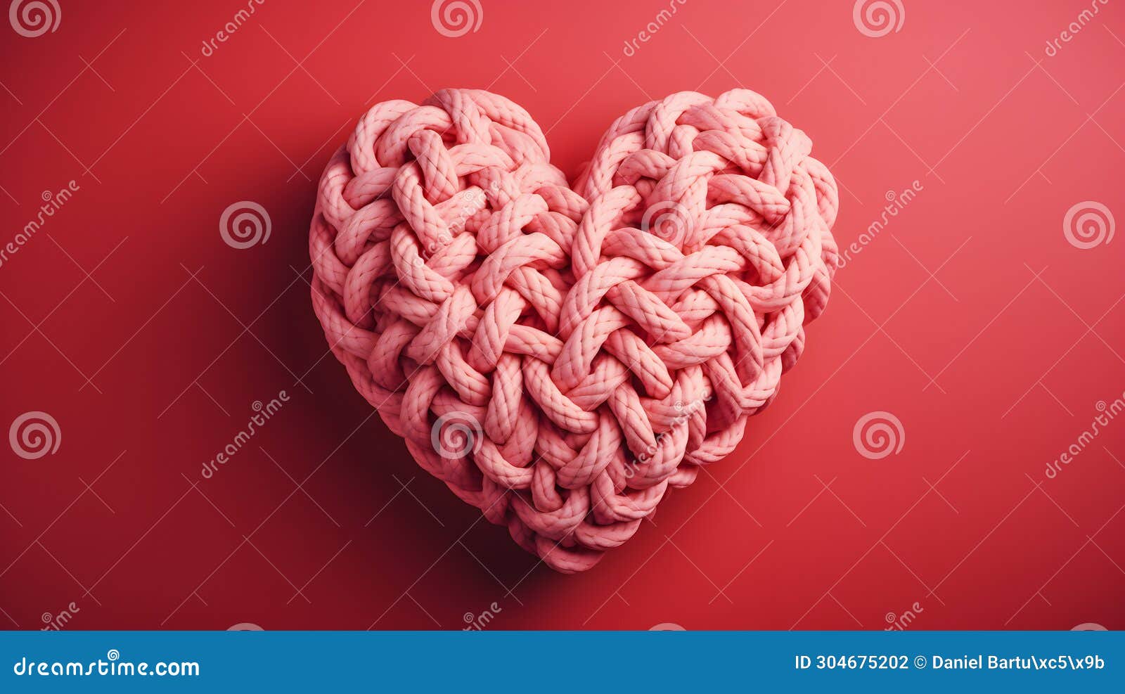 Pink Sailor Rope Rolled into a Heart Shape on a Solid Pastel Background ...