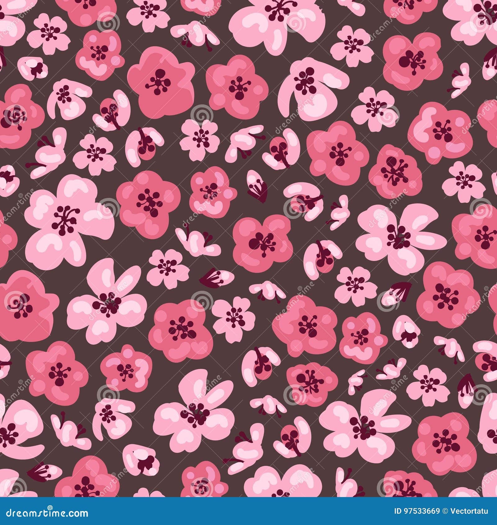 Pink Sakura Flowers Seamless Pattern Stock Vector - Illustration of ...