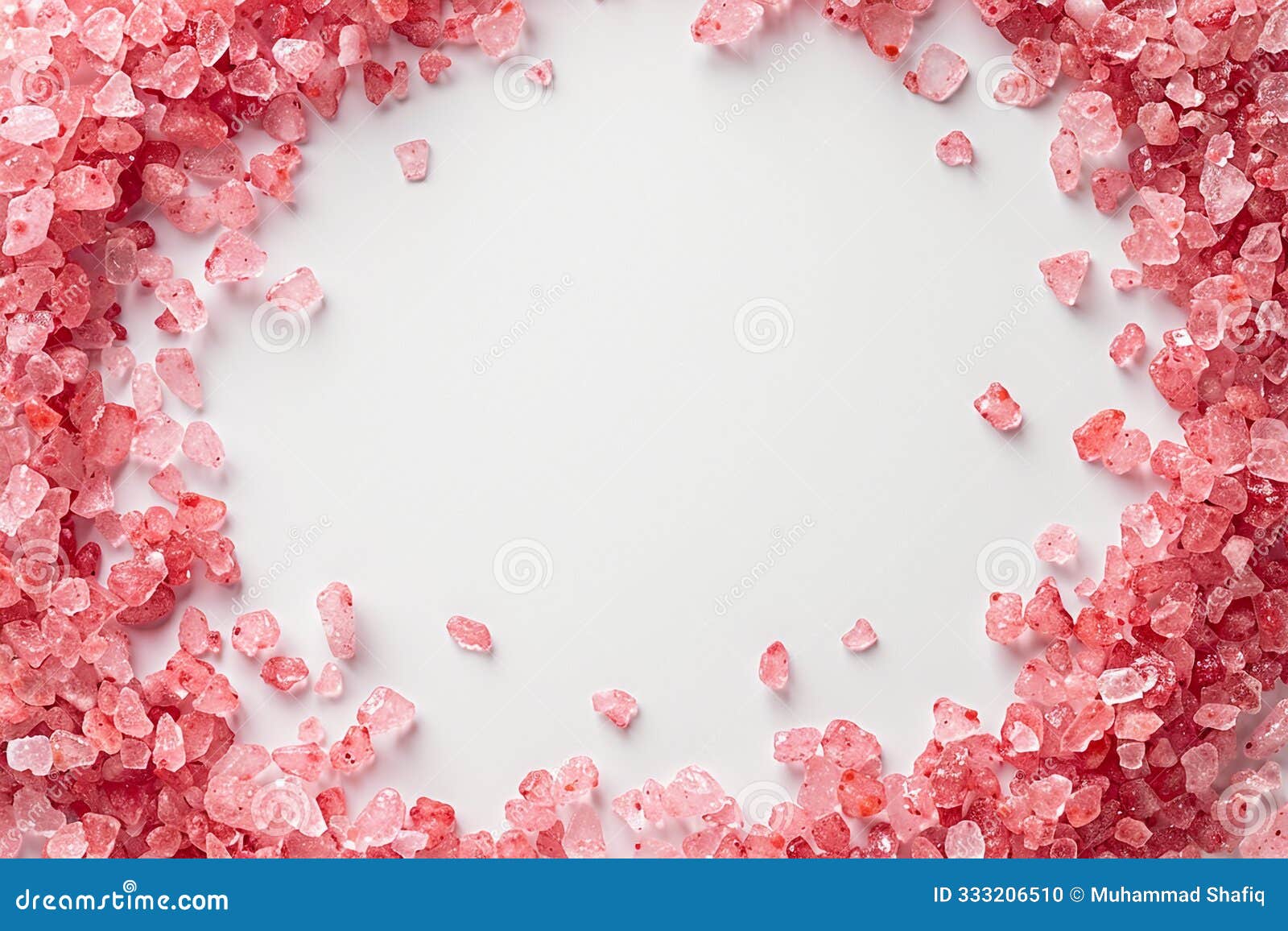 Pink Salt Crystals Forming a Circular Border Around the Frame on a ...