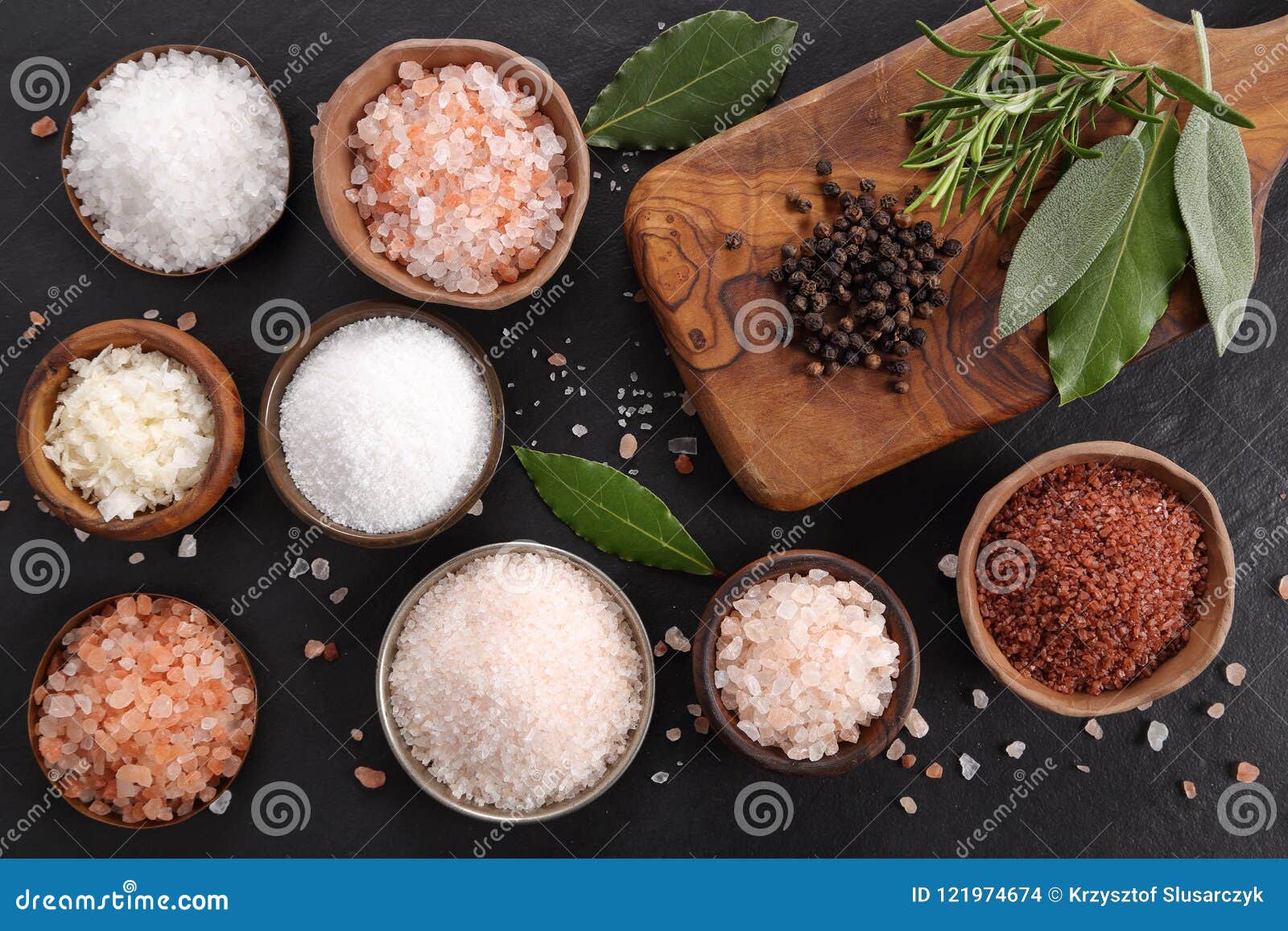 Various Types of Table Salt. Stock Photo - Image of bowl, healthy ...