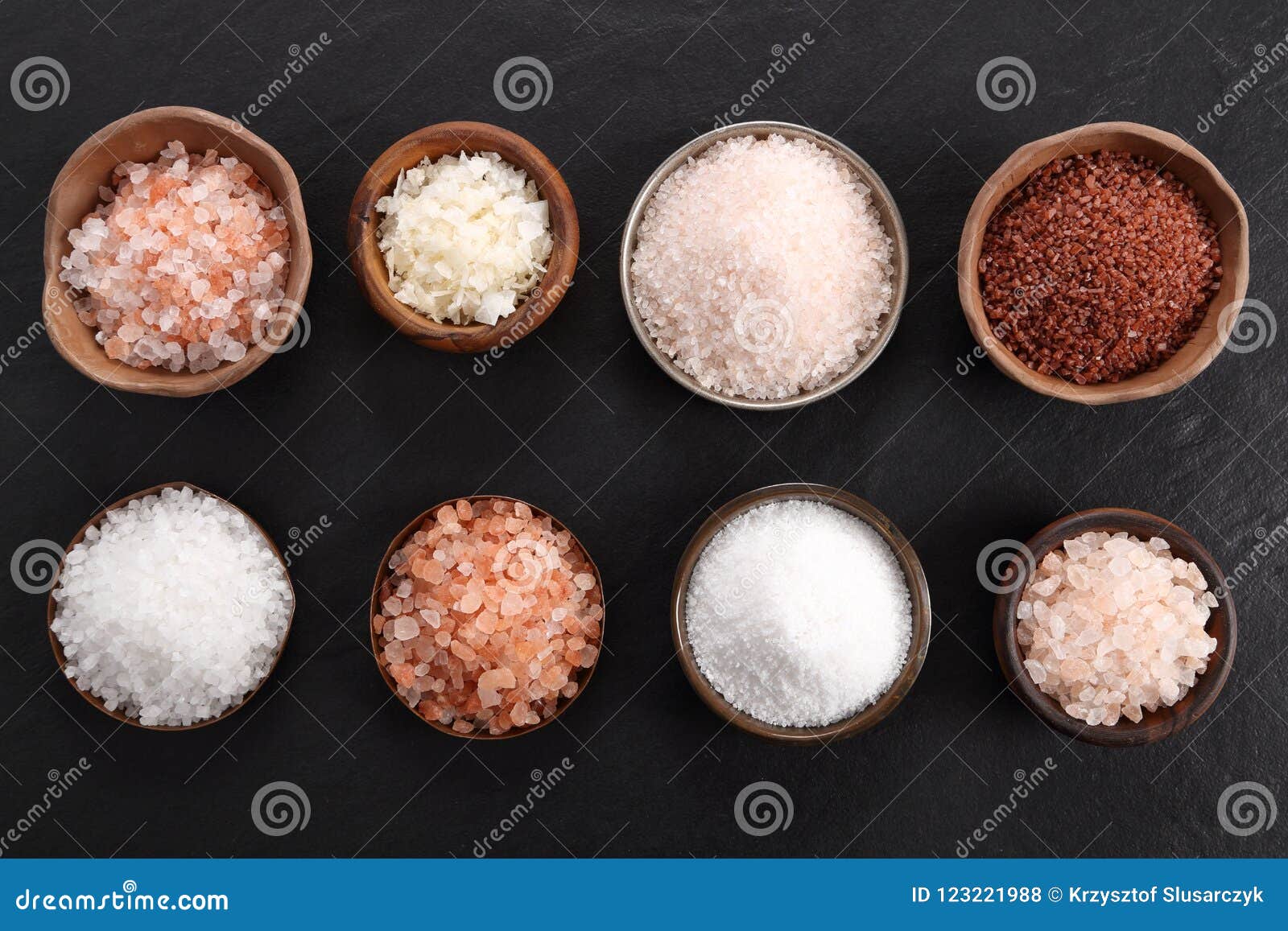 Various Types of Table Salt. Stock Photo - Image of black, himalayan ...