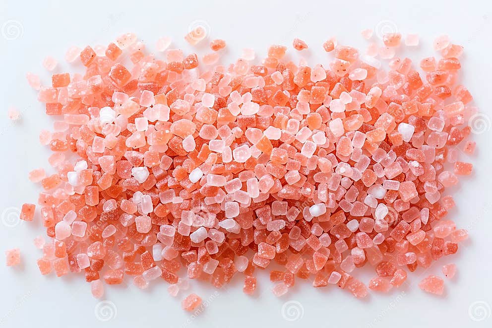 Pink Salt in a Neat Rectangular Pile on a Solid White Background, with ...