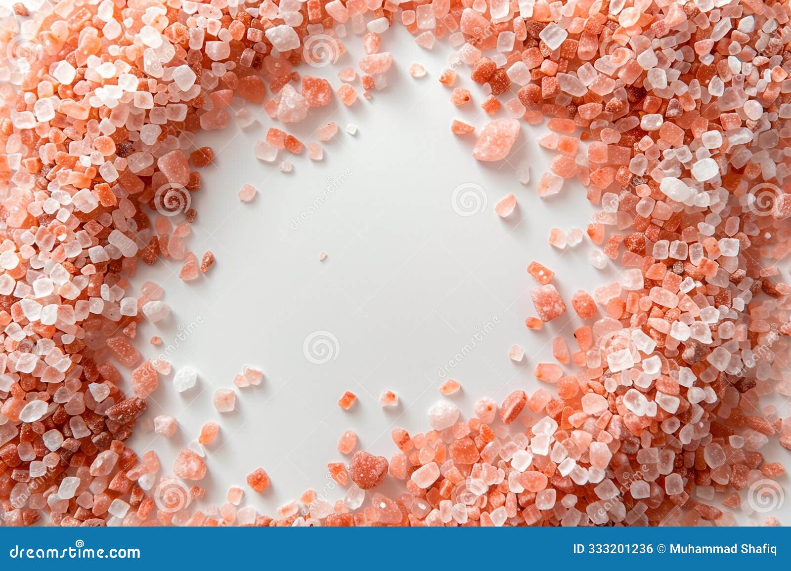 Pink Salt Spread Out Thinly in a Large Circle on a Solid White ...