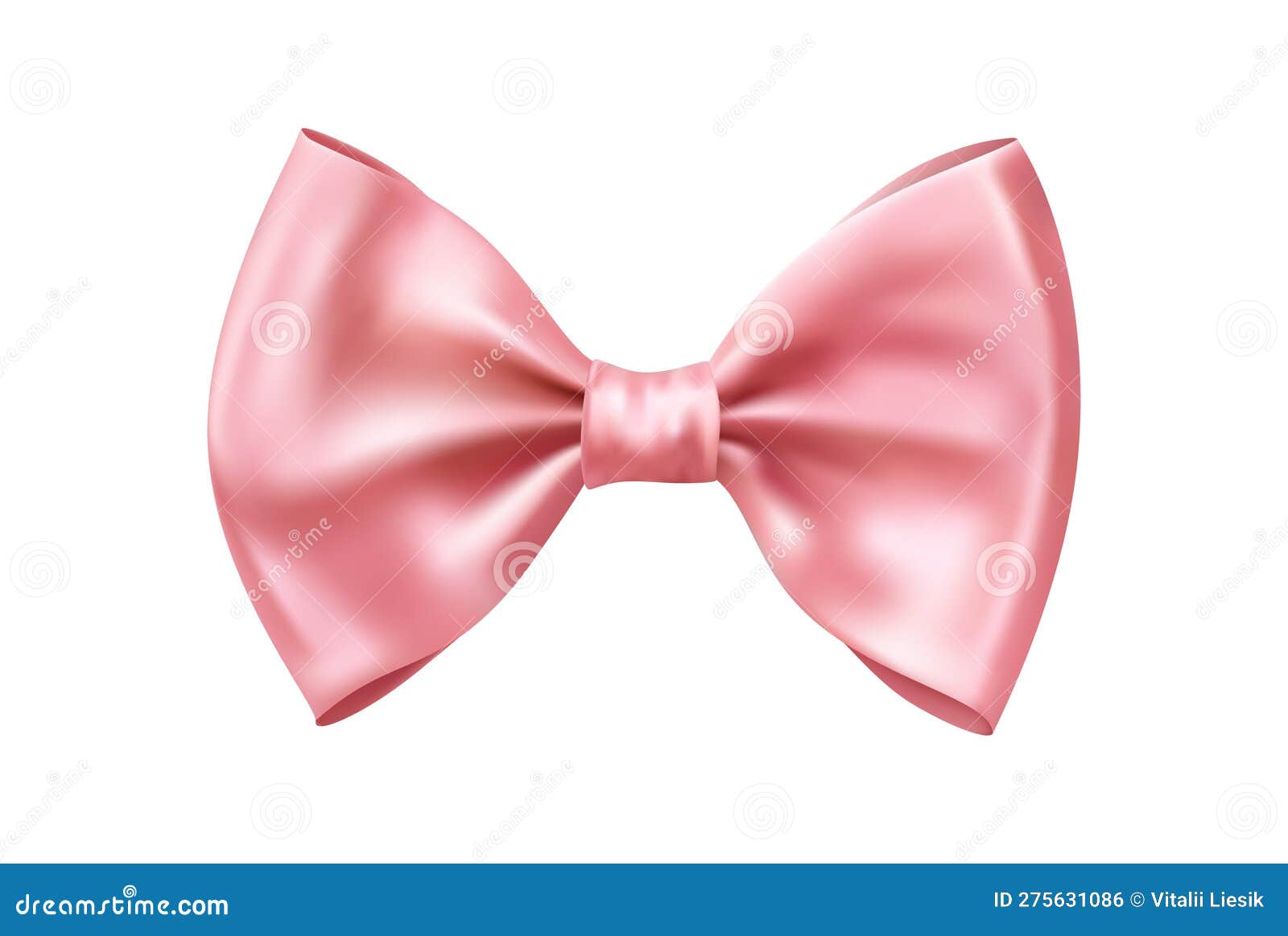 Pink Satin Bow, Realistic Vector Element for Postcard, Invitation ...
