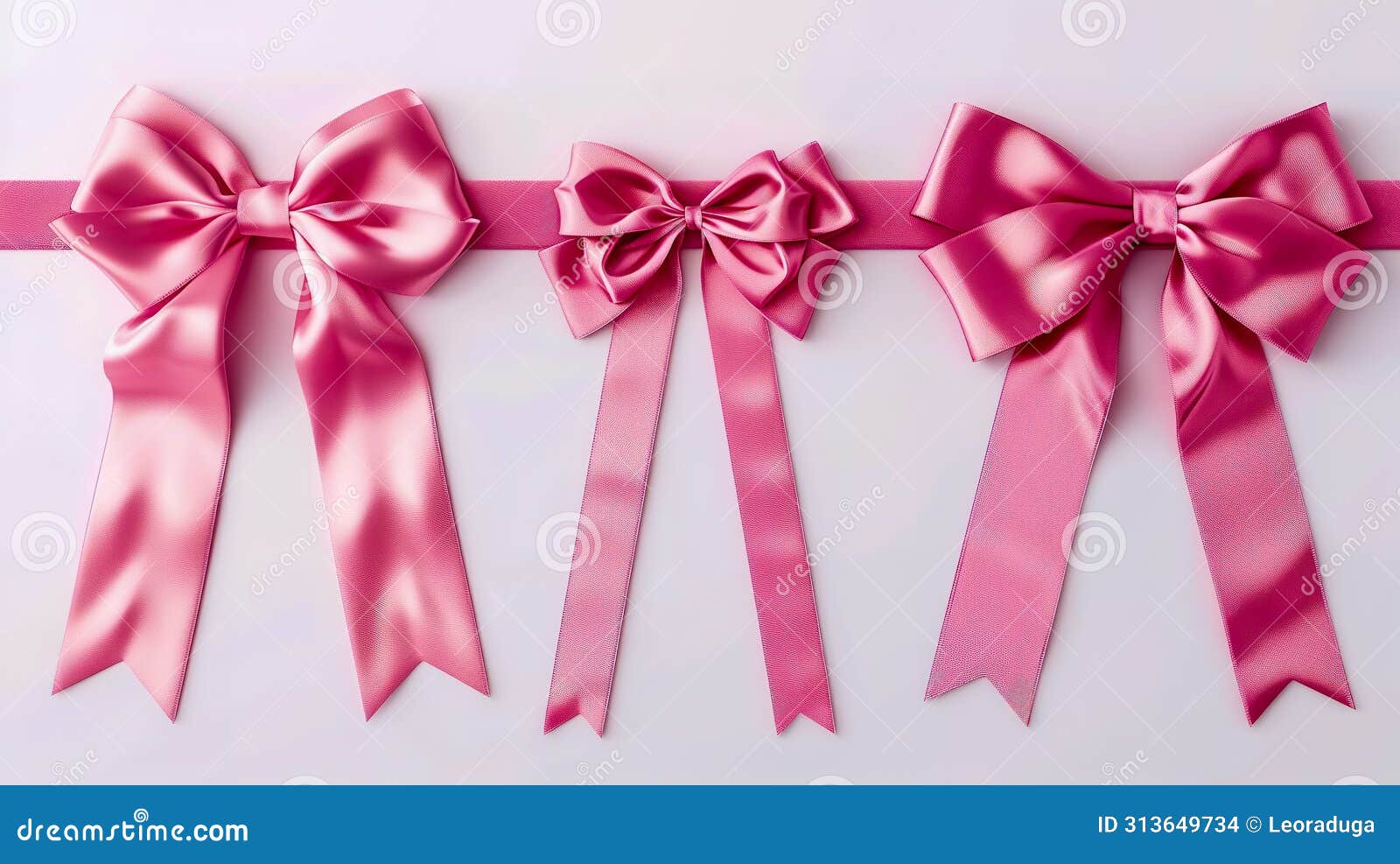Pink Satin Ribbon Bow Collection Isolated on a White Stock Illustration ...