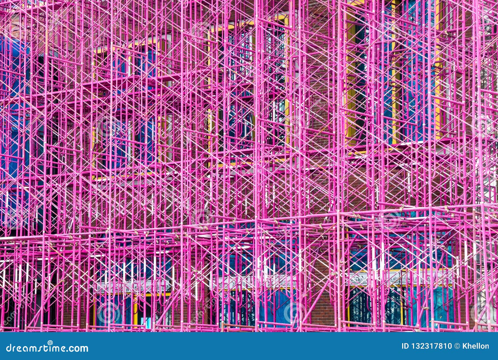 Pink Scaffolding on Building Site, Stock Photo - Image of scaffolding ...