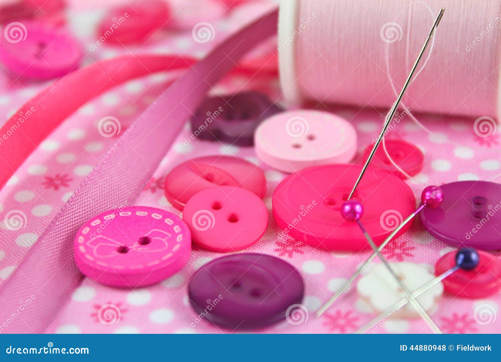 Pink Scene of Sewing, Haberdashery Items. Stock Photo - Image of home ...