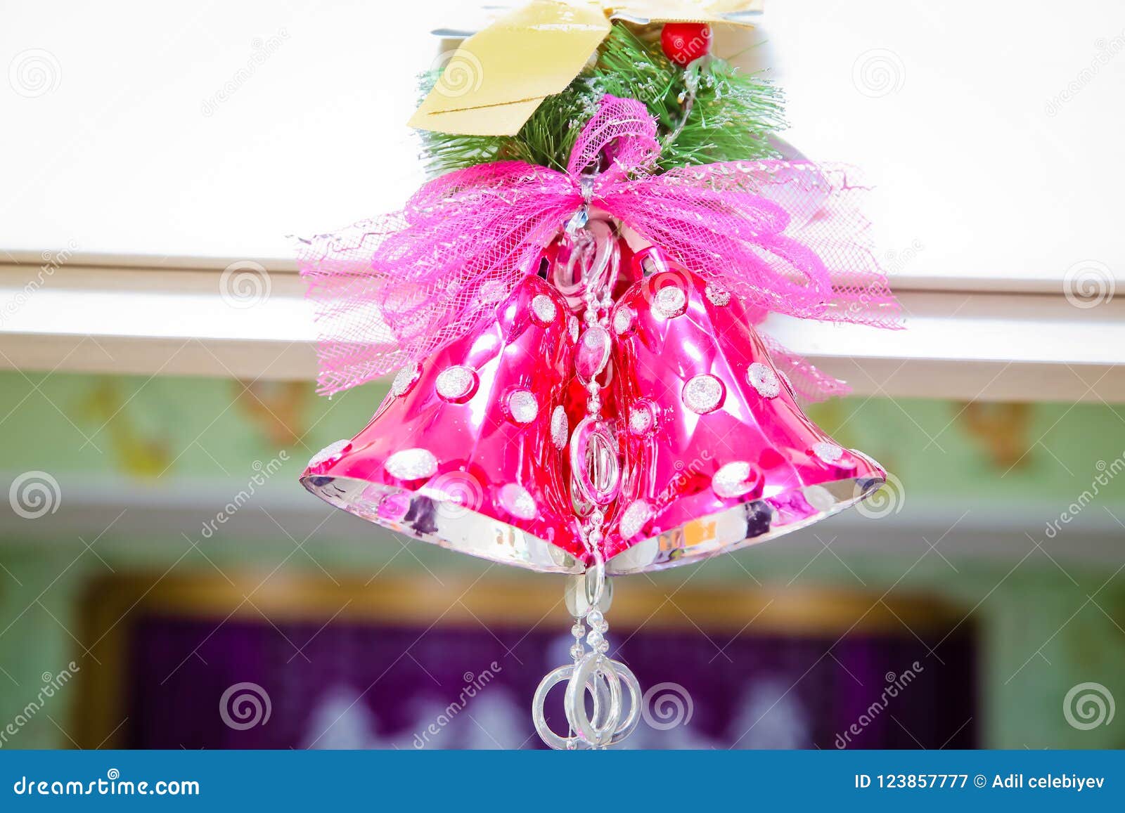 Pink School Bell . Pink Bell Decorate on Christmas . Stock Image ...