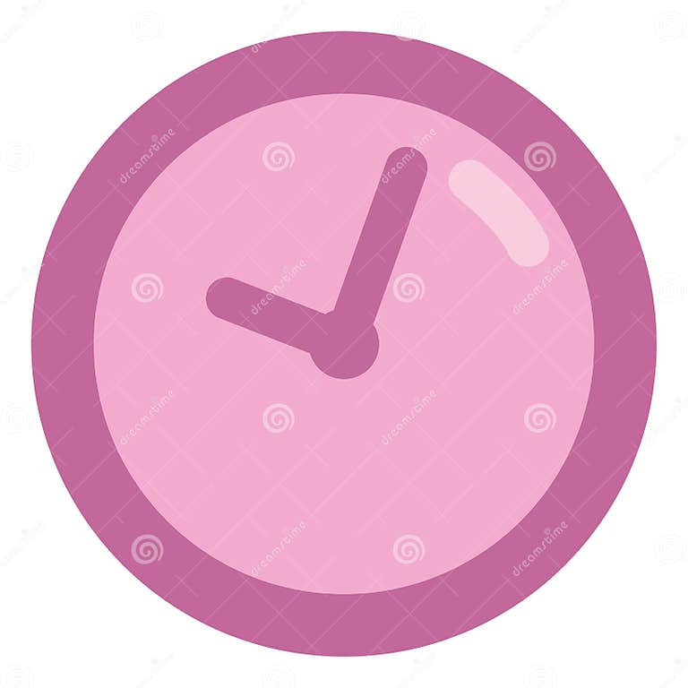 Pink school clock, icon stock vector. Illustration of pink - 260375891