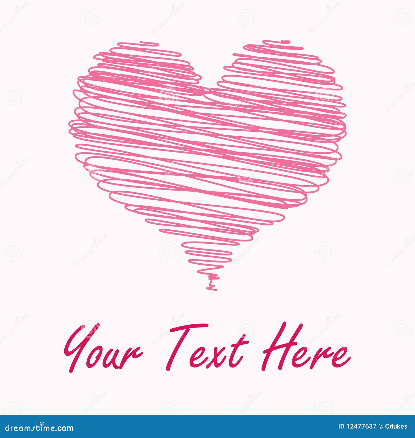 Pink Scribbled Heart Card stock vector. Illustration of celebrate ...