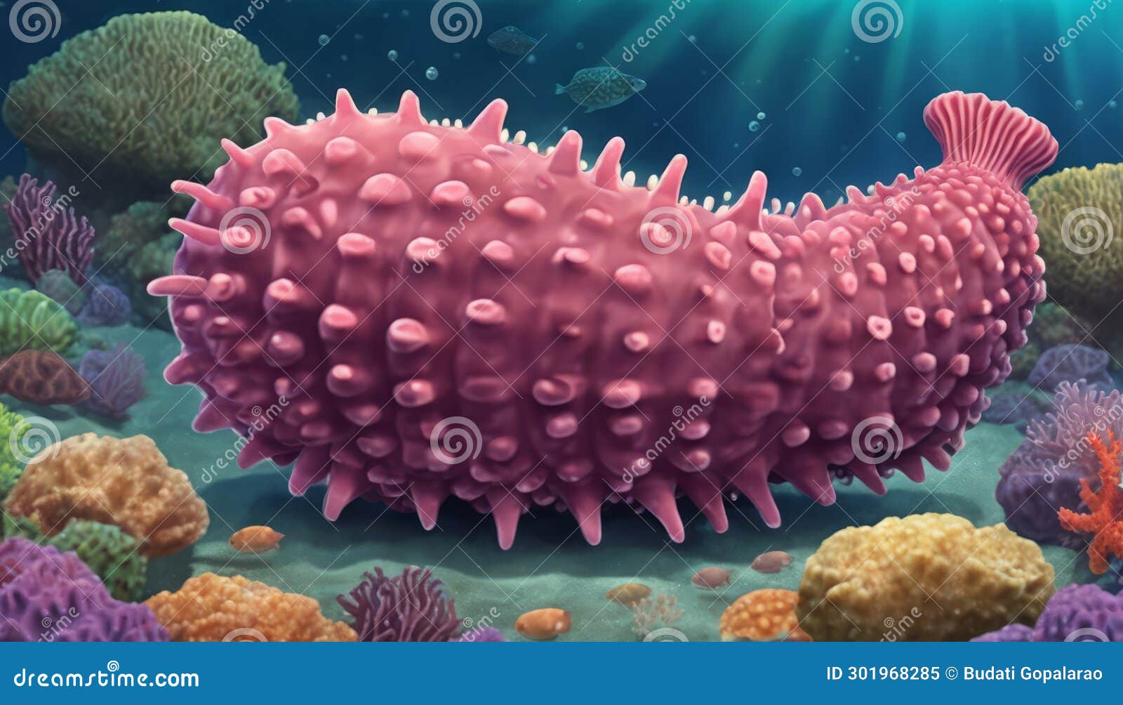 A Pink Sea Creature with Spikes on Top of it Stock Illustration ...