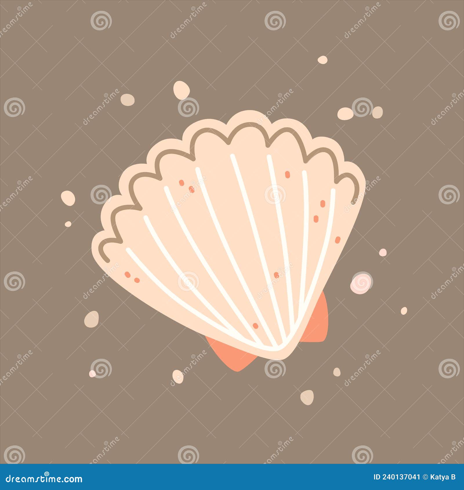 Pink Sea Shell, Scallop. Vector Flat Illustration Stock Vector ...