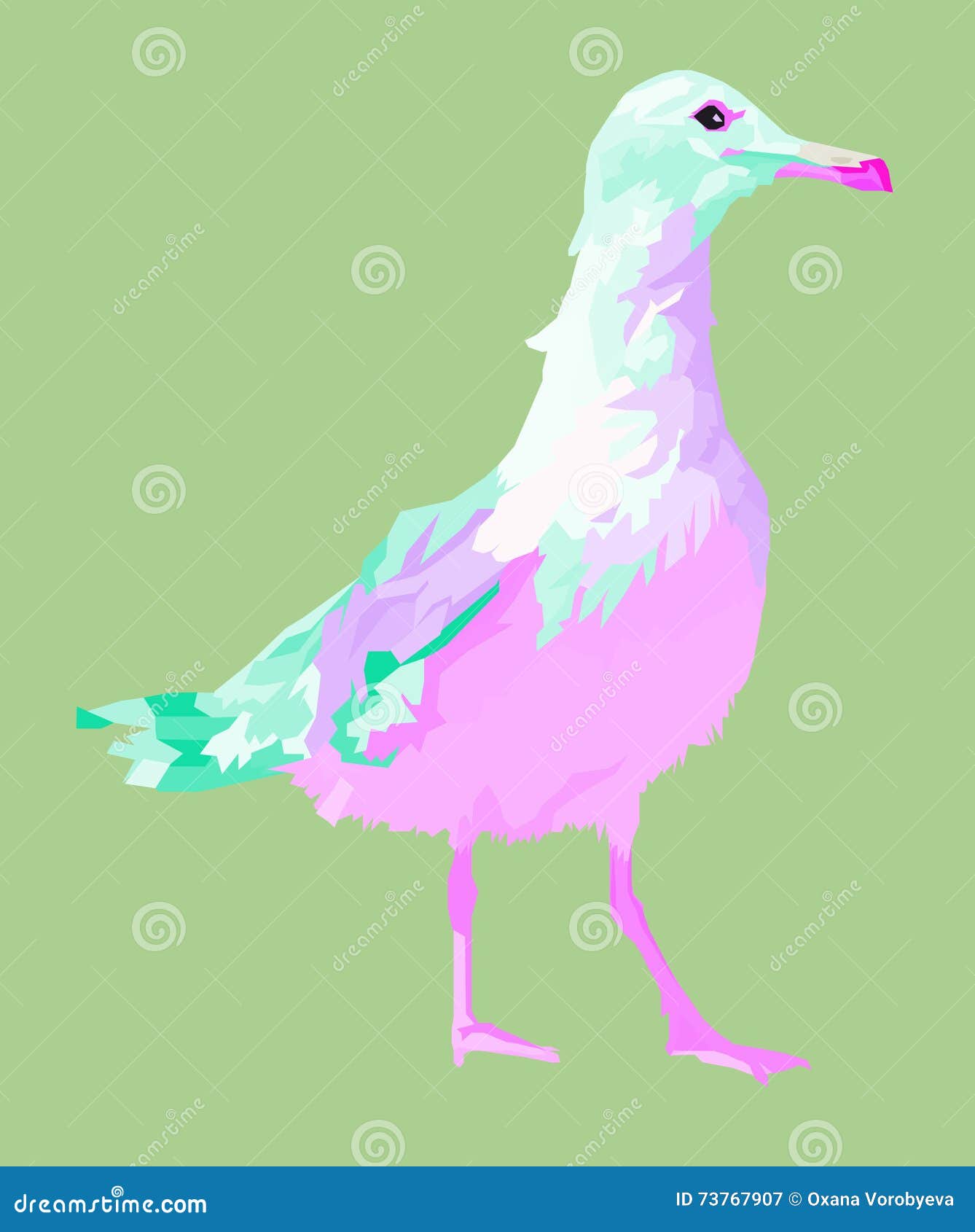 Pink seagull stock illustration. Illustration of animal - 73767907