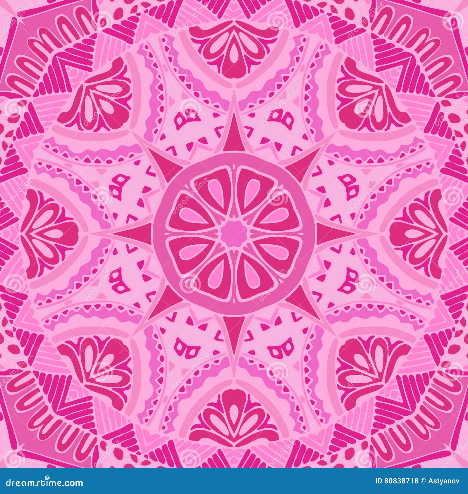 Pink Seamles Mandala Vector Pattern Stock Vector - Illustration of ...
