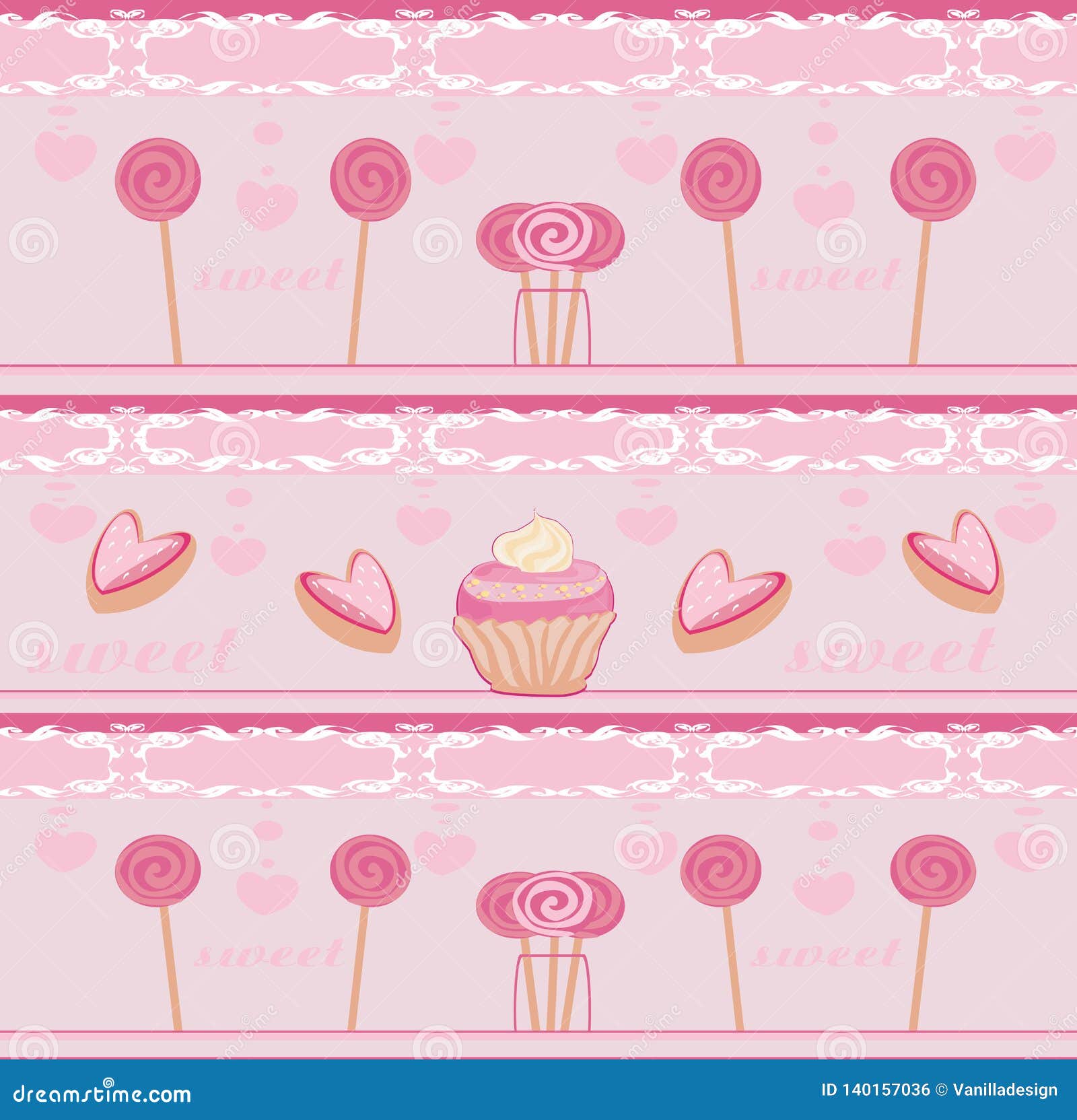 Pink Seamless Candy Pattern Stock Vector - Illustration of berry ...