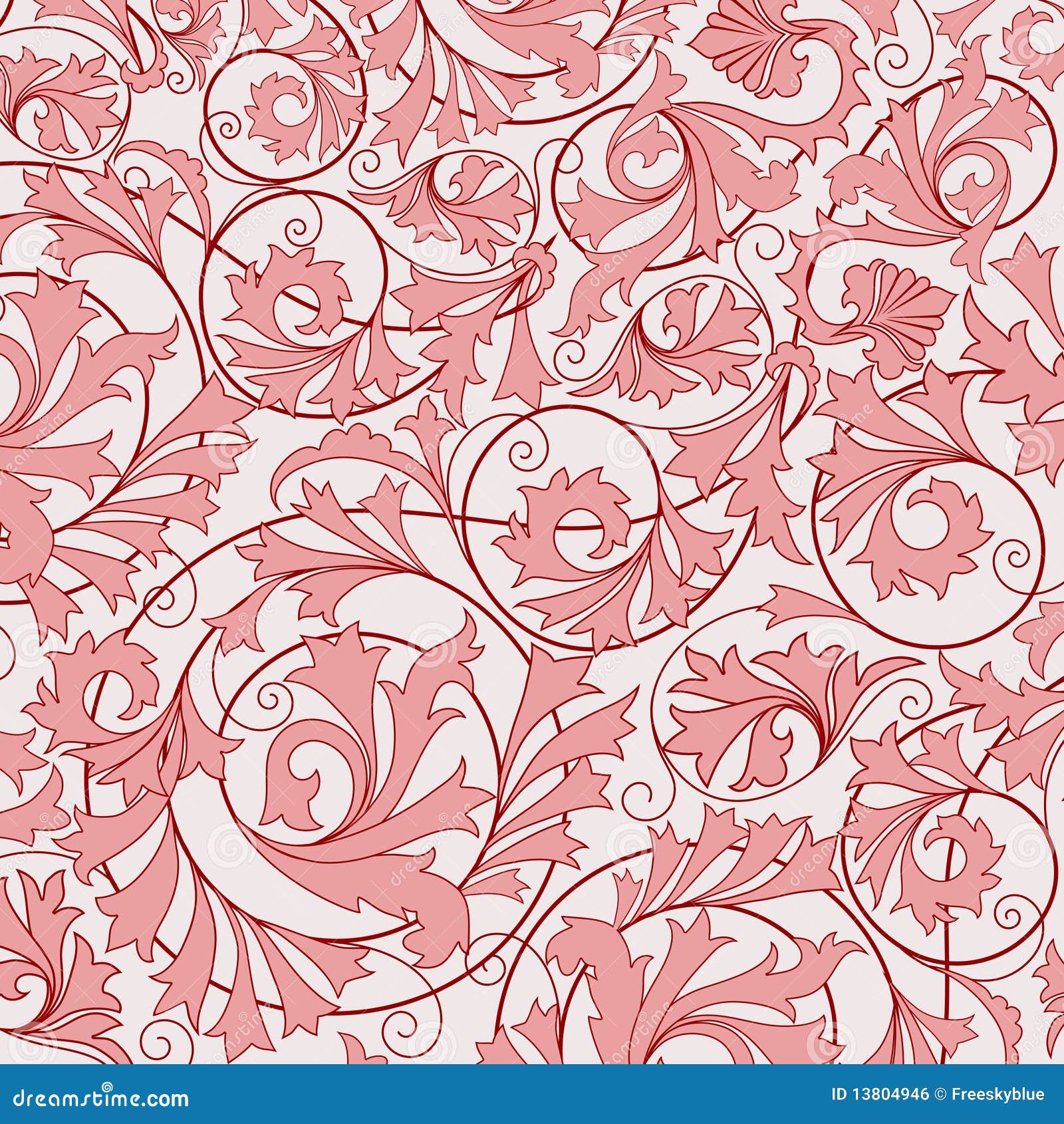 Pink Seamless Flower Pattern Stock Illustration - Illustration of curve ...