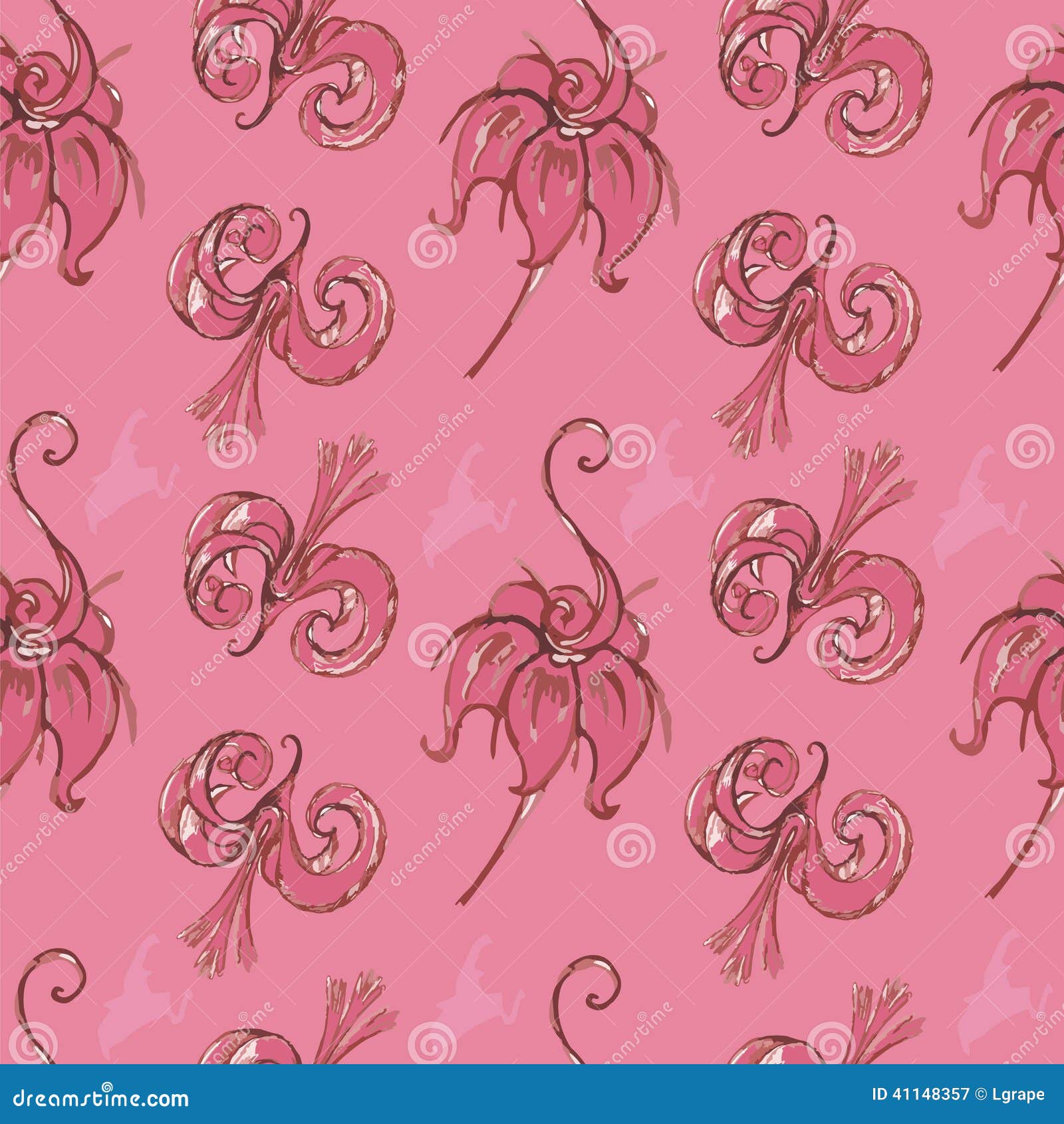 Pink Seamless Pattern with Flowers. Stock Vector - Illustration of ...