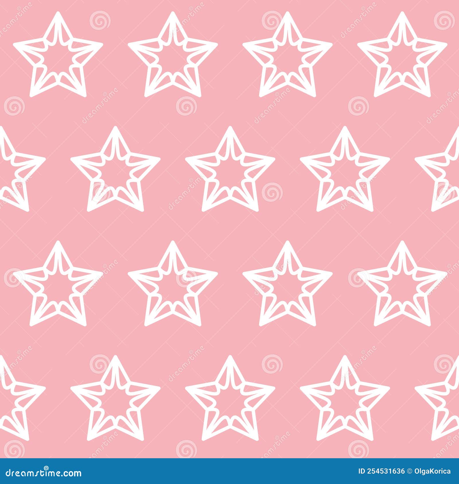 Pink Seamless Pattern Star Cosmos, Decorative Textile and Wrapping ...
