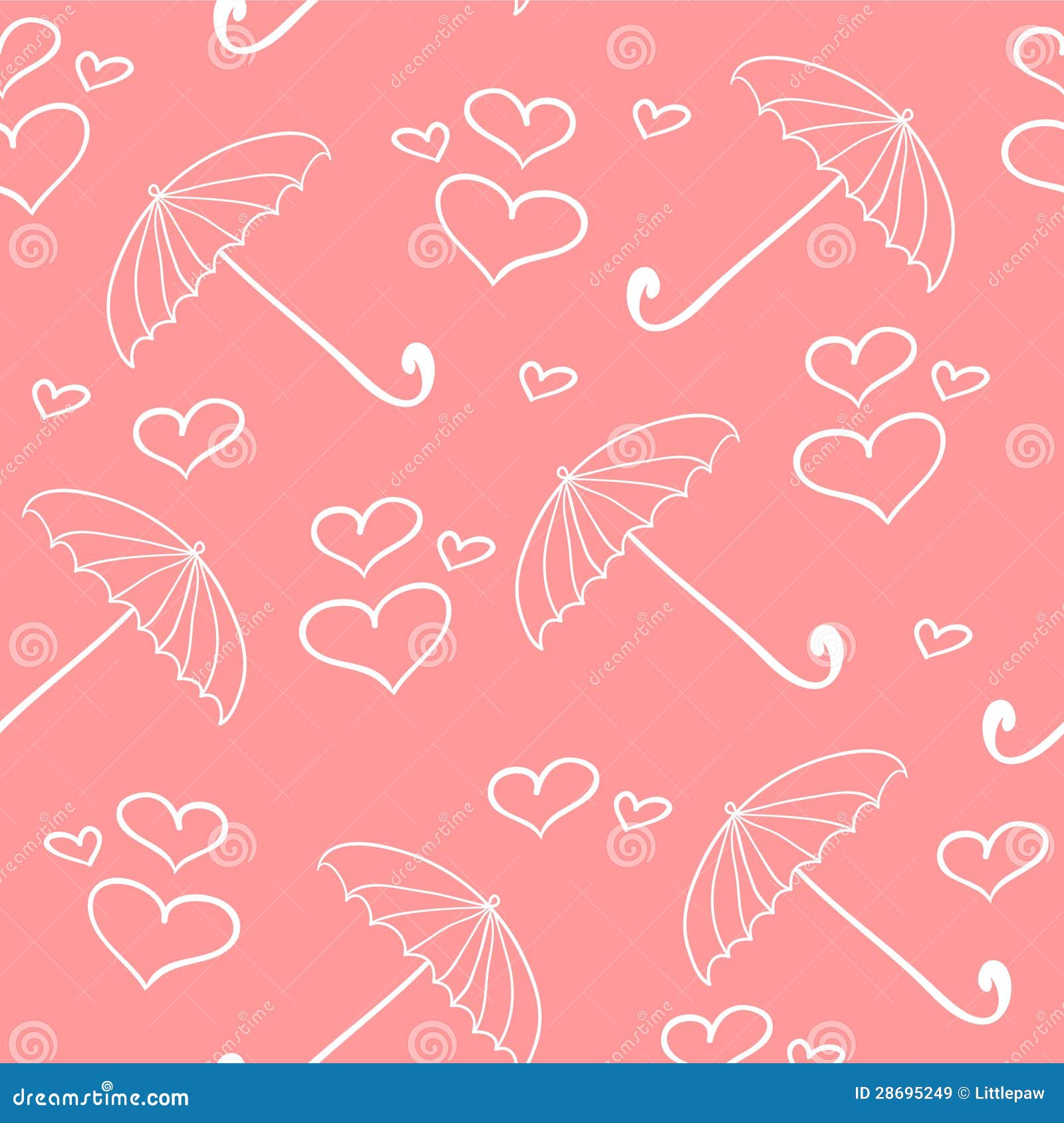 Pink Seamless Pattern with Umbrellas and Hearts Stock Vector ...