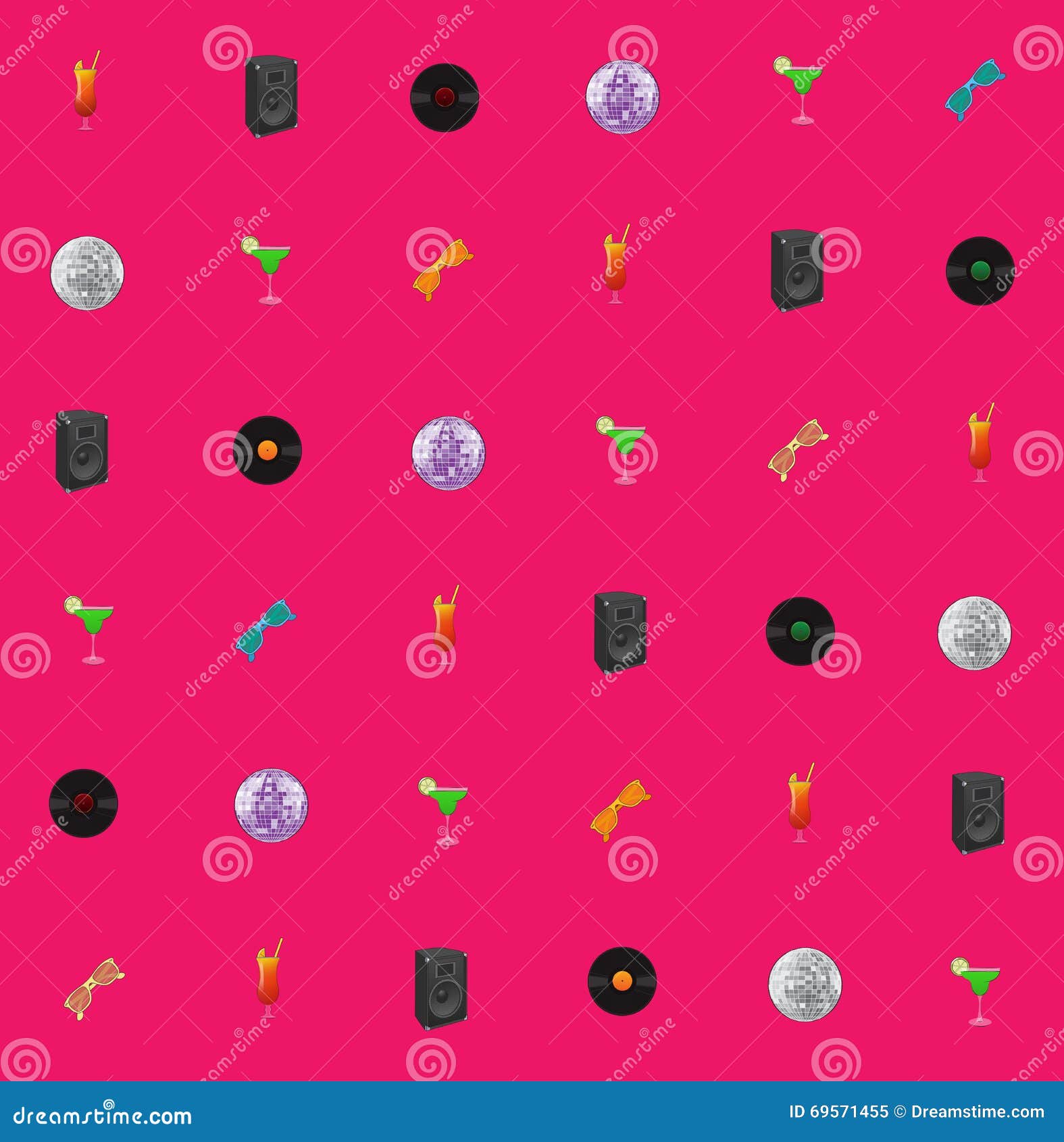 Pink Seamless Vector Disco Theme Stock Vector - Illustration of cool ...