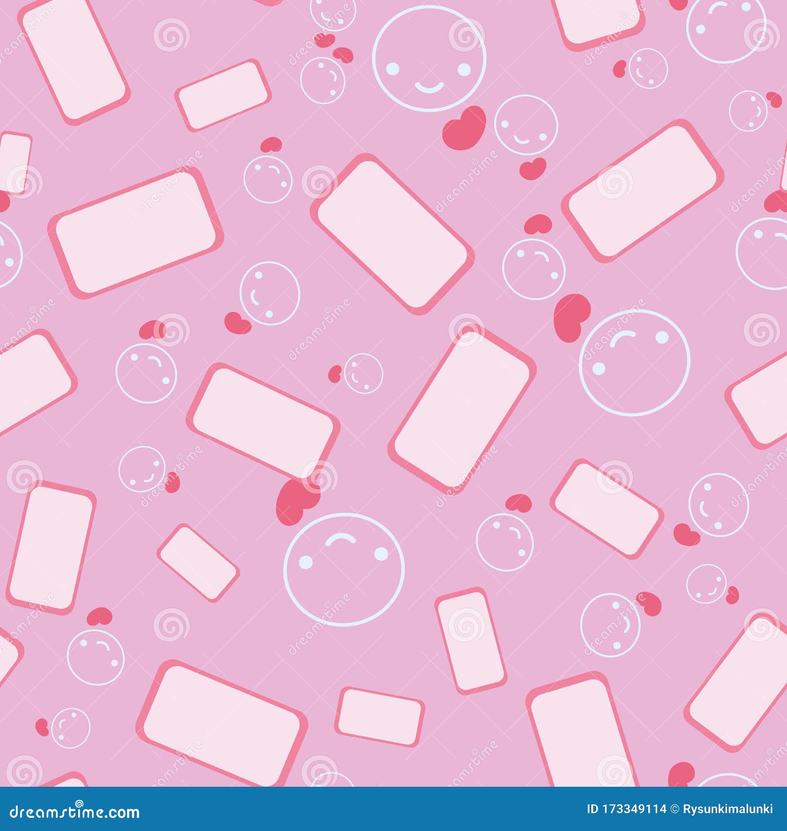 Pink Seamless Vector Pattern with Scattered Phones Stock Vector ...