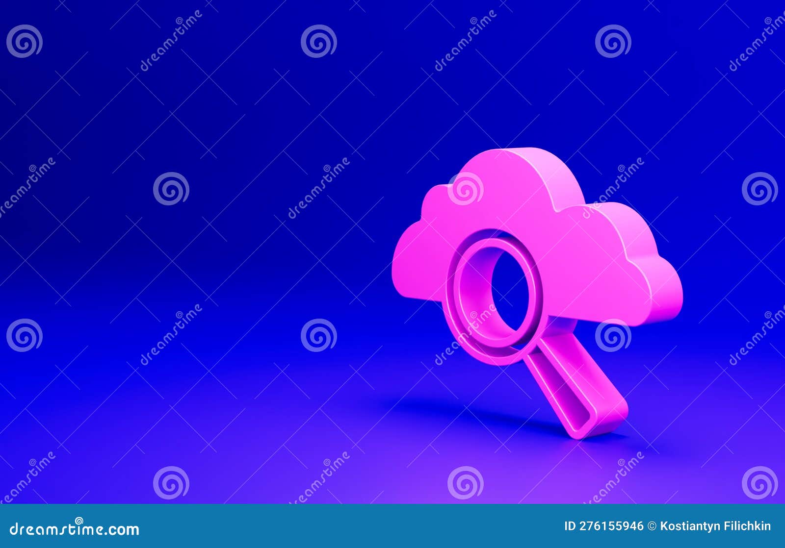 Pink Search Cloud Computing Icon Isolated on Blue Background ...