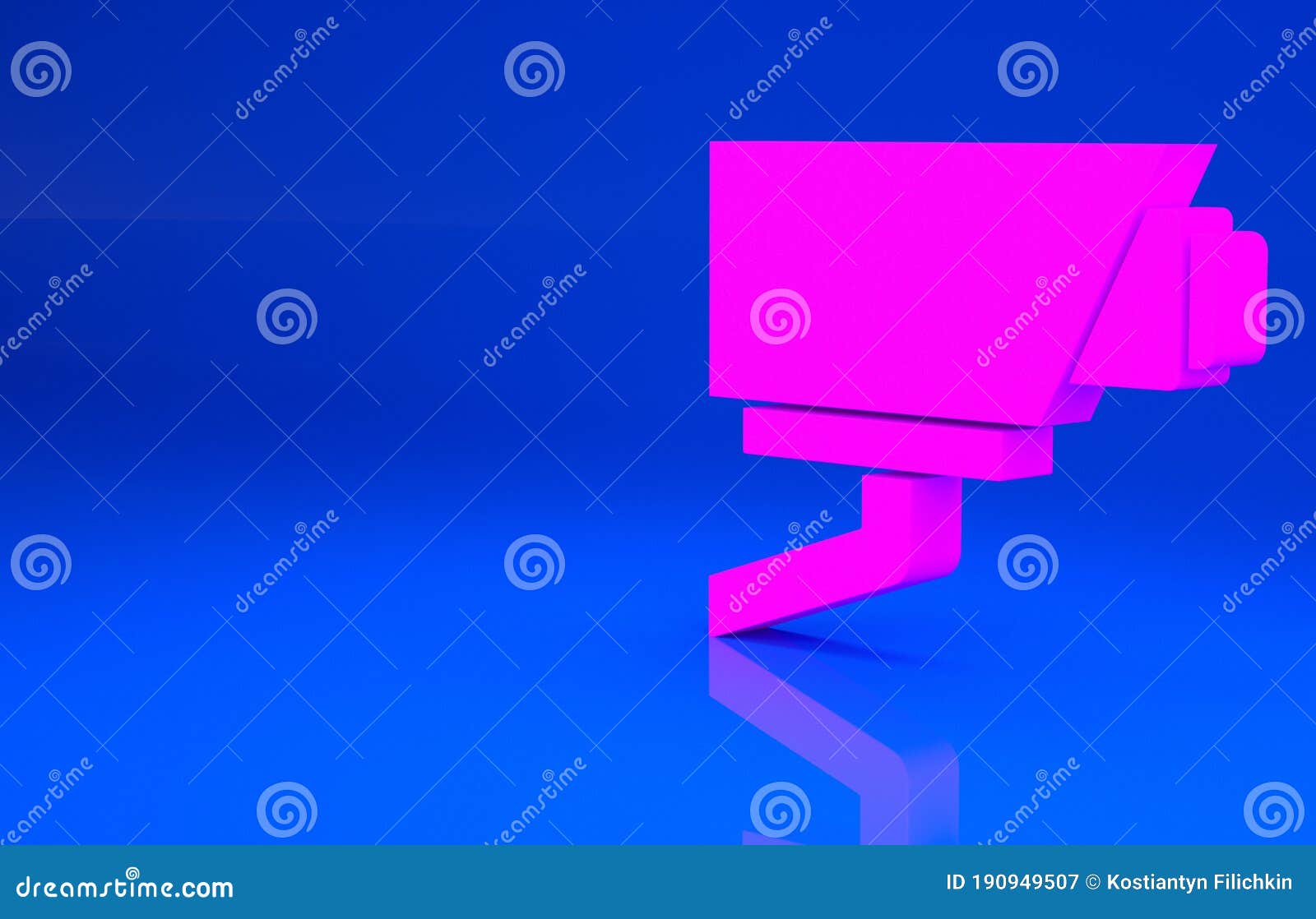 Pink Security Camera Icon Isolated on Blue Background. Minimalism ...