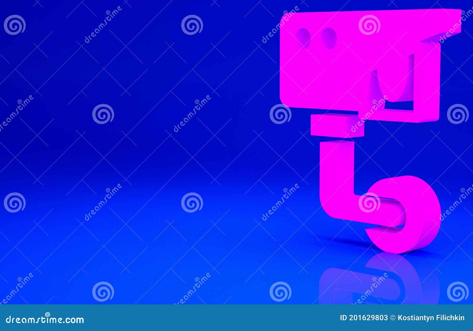 Pink Security Camera Icon Isolated on Blue Background. Minimalism ...