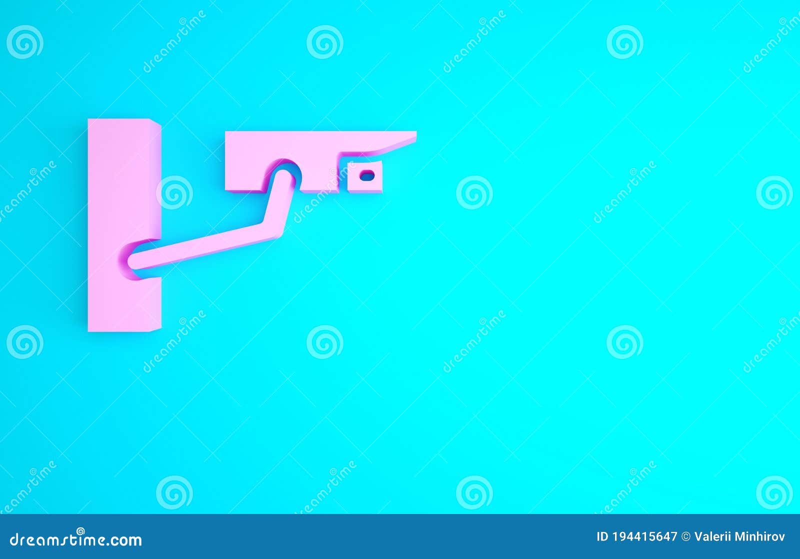 Pink Security Camera Icon Isolated on Blue Background. Minimalism ...
