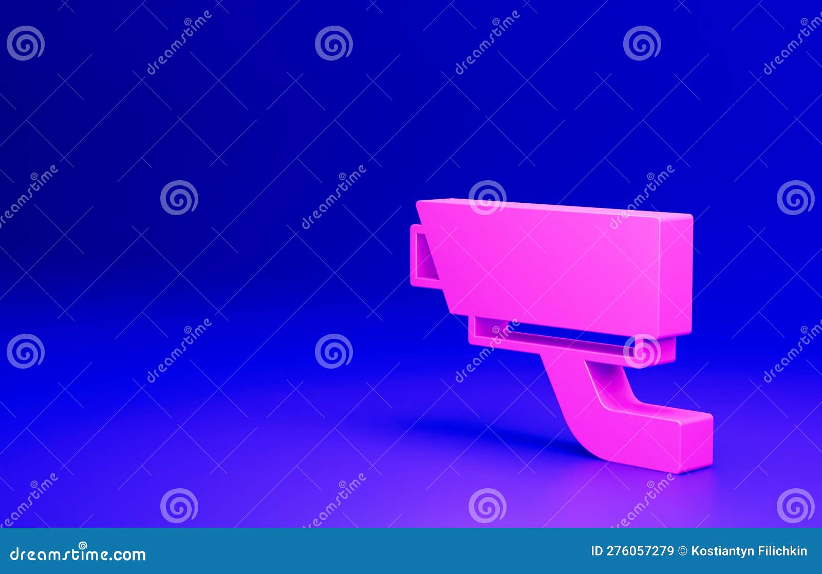 Pink Security Camera Icon Isolated on Blue Background. Minimalism ...