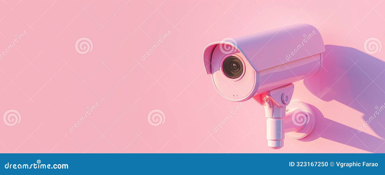 Pink Security Camera on Pastel Background, Minimalistic Style. Modern ...
