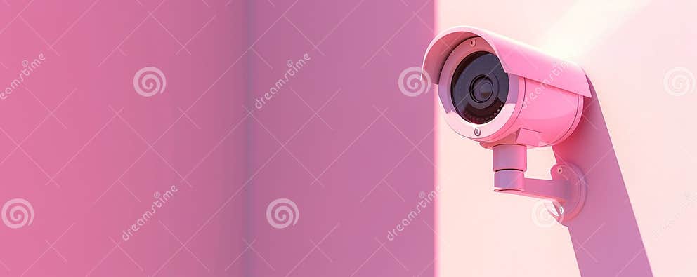 Pink Security Camera on a Pink Wall, Minimalistic Design. Modern ...