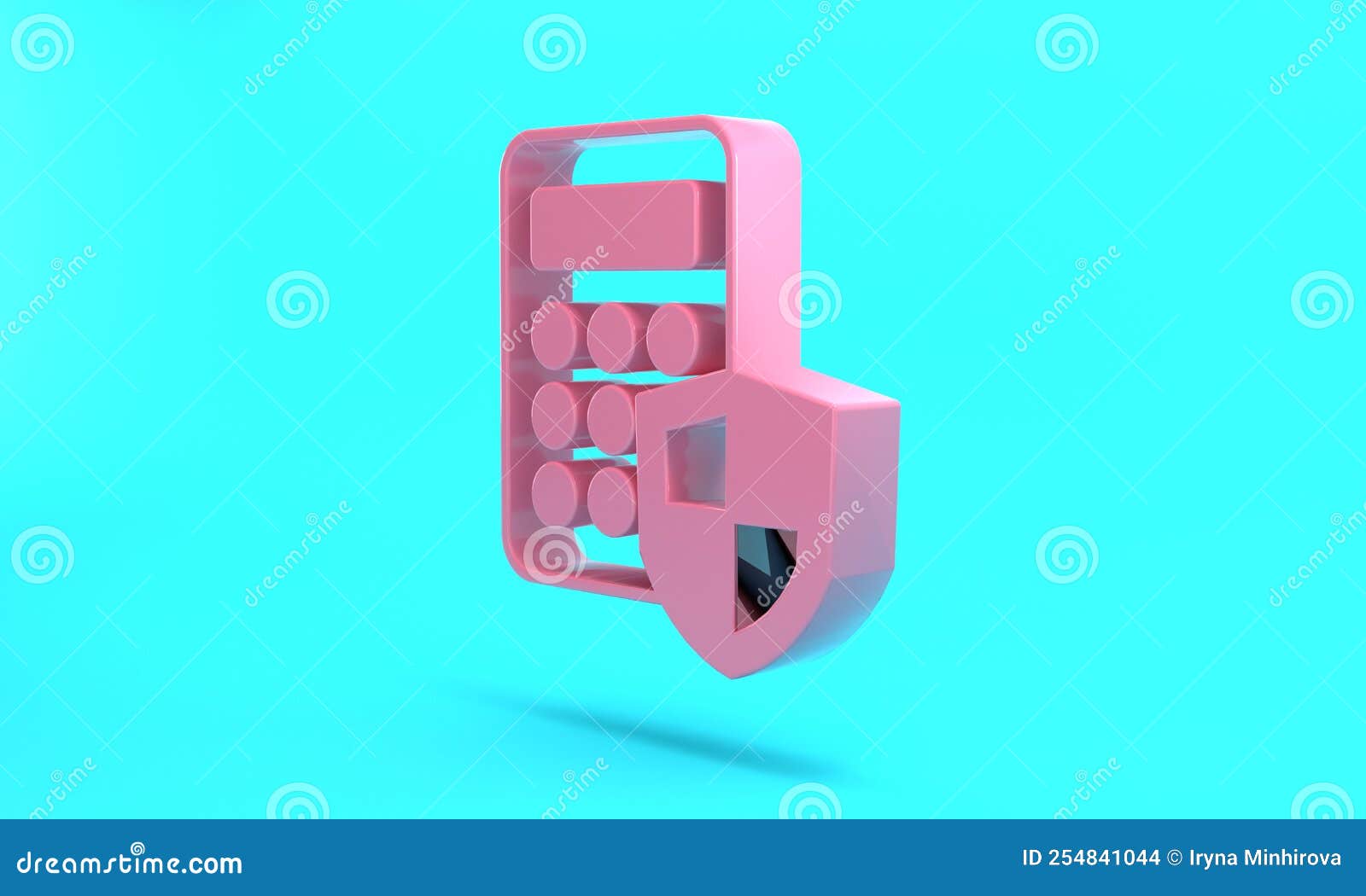 Pink Security System Control Panel with Display Icon Isolated on ...