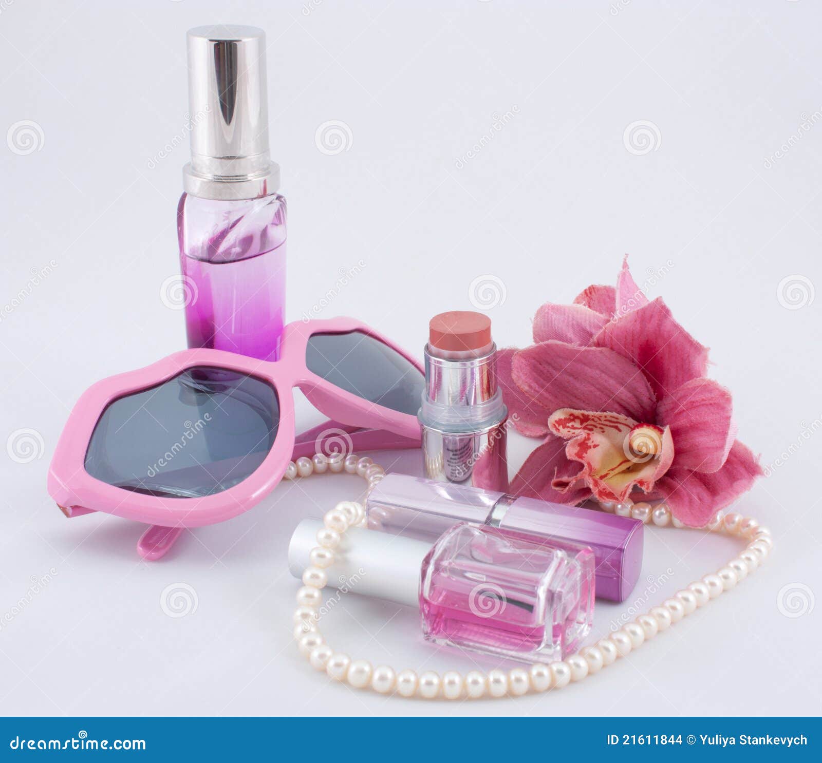 Pink Set of Cosmetics in Pink Stock Photo - Image of beauty, color ...