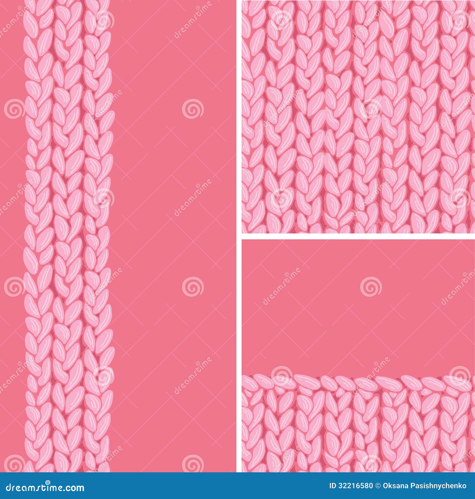 Pink Set of Three Knit Textile Seamless Patterns Stock Vector ...